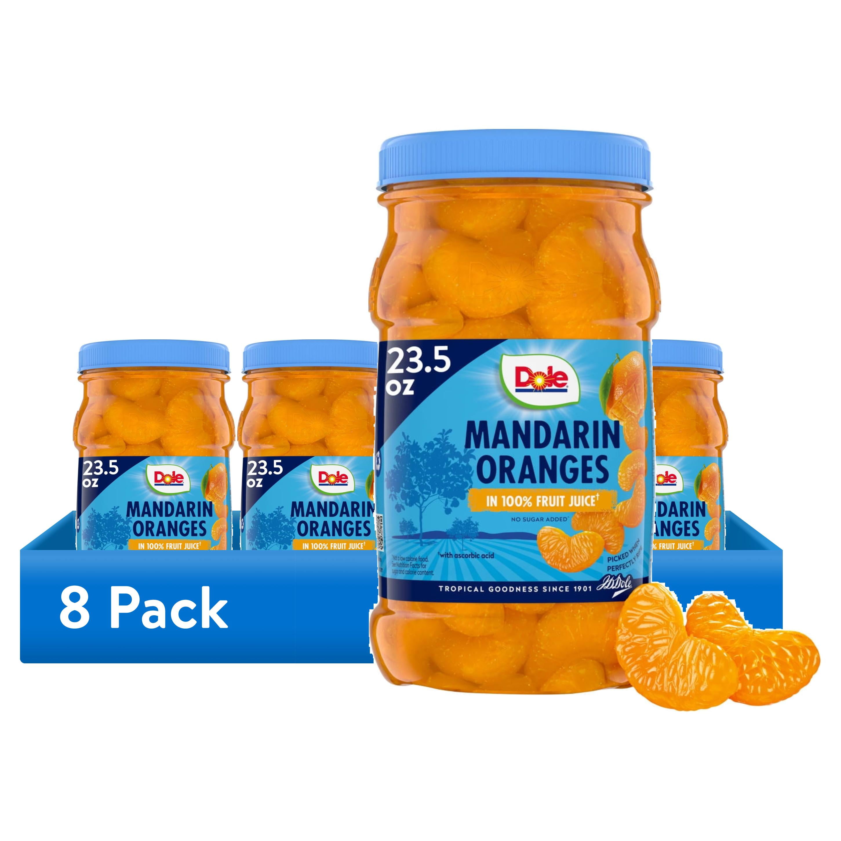 (8 pack) Dole Mandarin Oranges in 100% Fruit Juice, 23.5 oz Jar ...