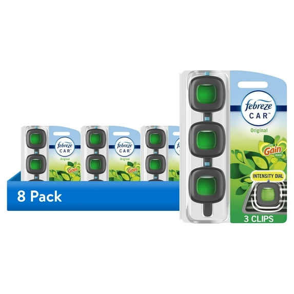 (8 pack) Febreze Car Air Freshener, Odor-Fighting Car Vent Clip, Gain ...