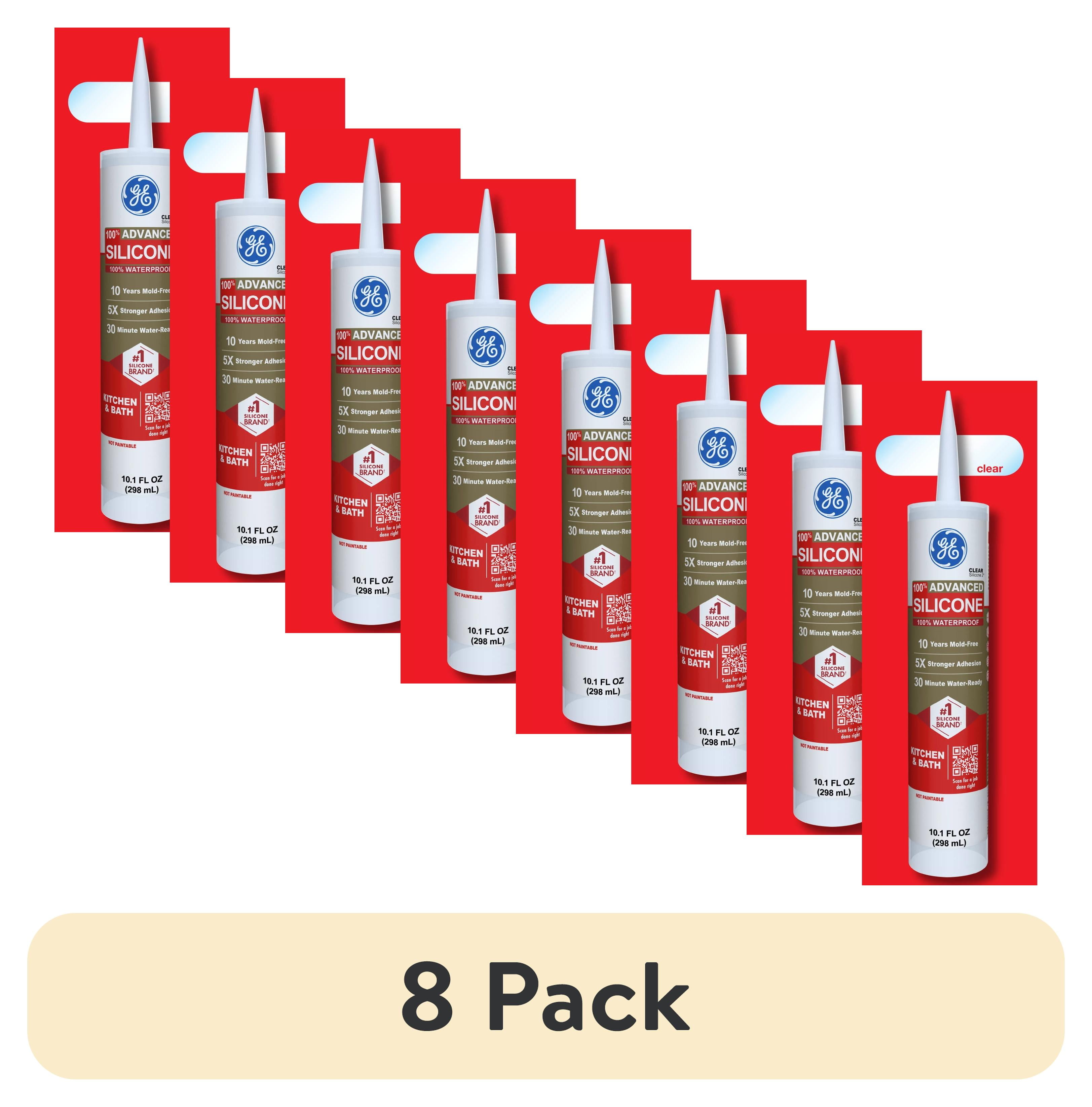(8 pack) GE Advanced Silicone Kitchen & Bath Sealant, Pack of 1, Clear ...