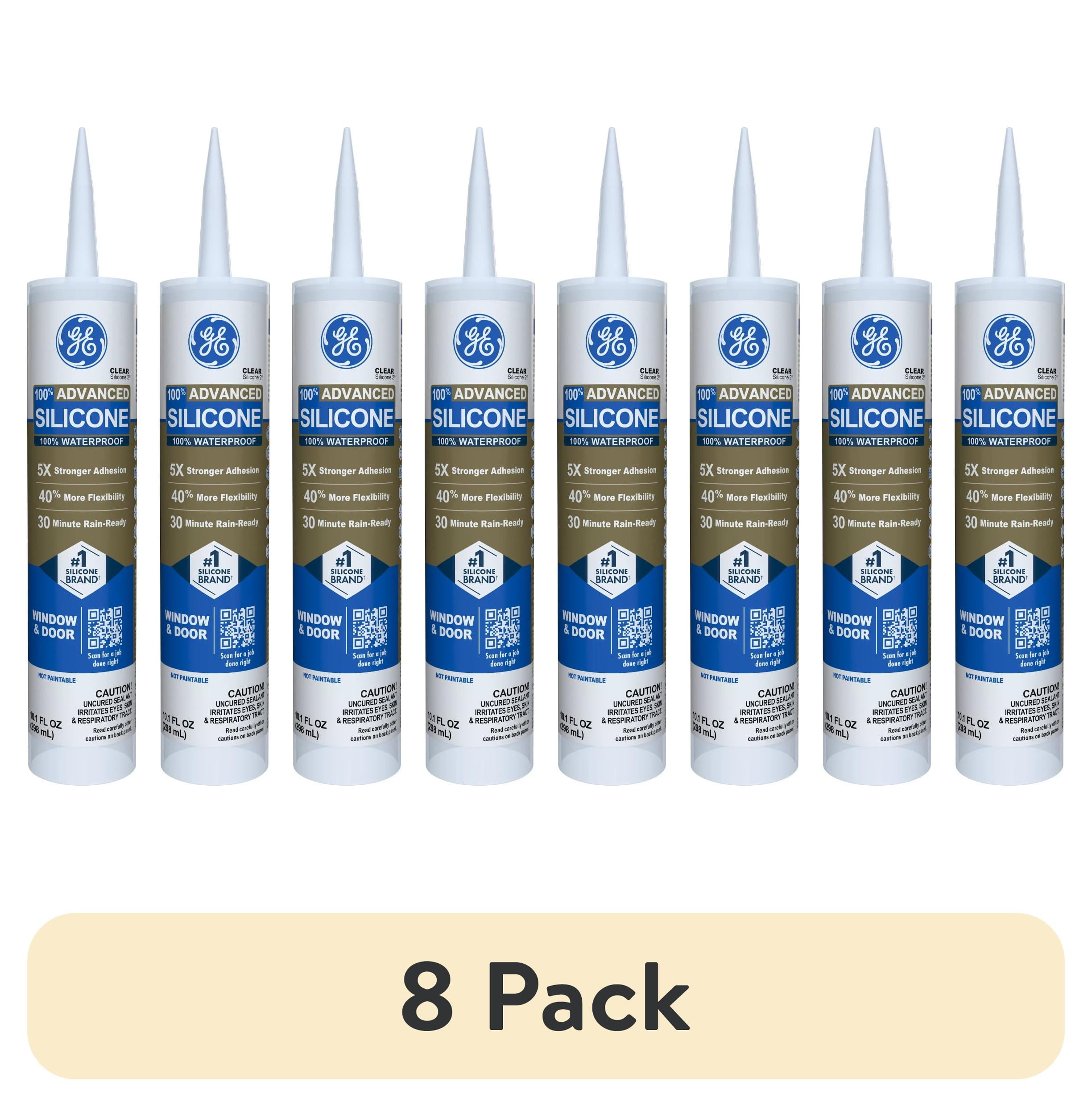 (8 pack) GE Advanced Silicone Window & Door Sealant, Pack of 1, Clear 10.1 fl oz Cartridge ...