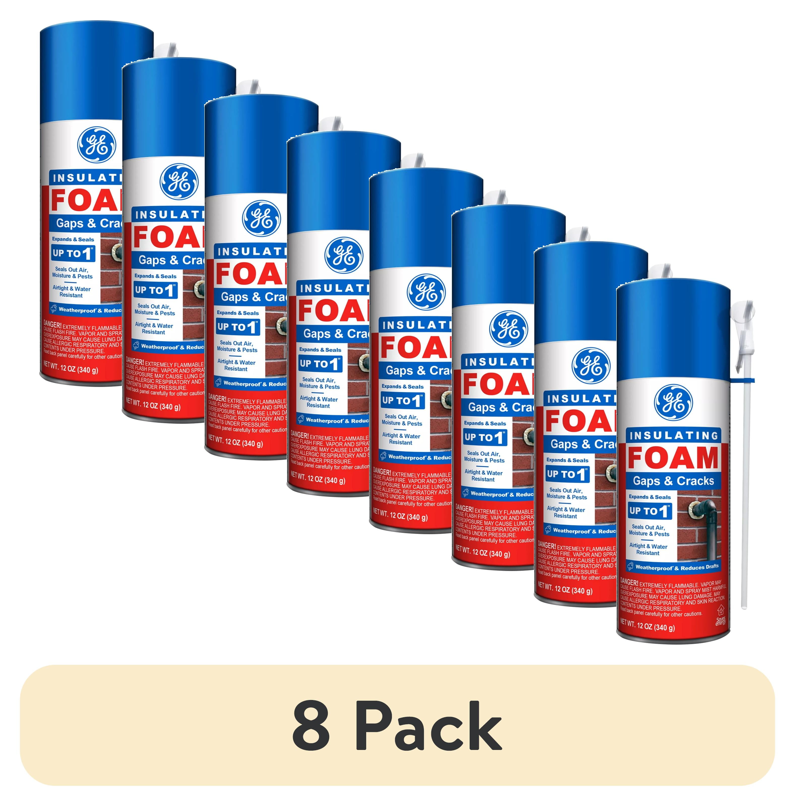 (8 pack) GE Gaps & Cracks Insulating Foam, Pack of 1, Yellow 12 oz Can ...