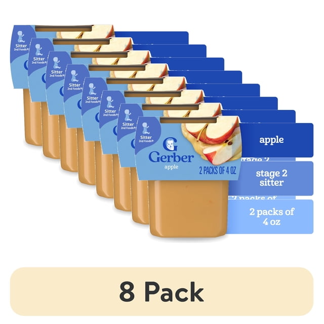 (8 pack) Gerber Stage 2 Baby Food, Apple Puree Tubs, Baby Puree 8 oz ...