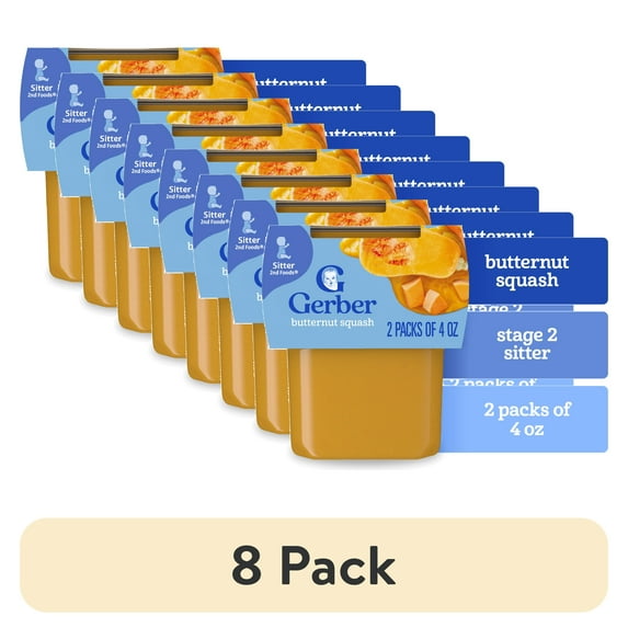 (8 pack) Gerber Stage 2 Baby Food, Butternut Squash Puree Tubs, Baby ...