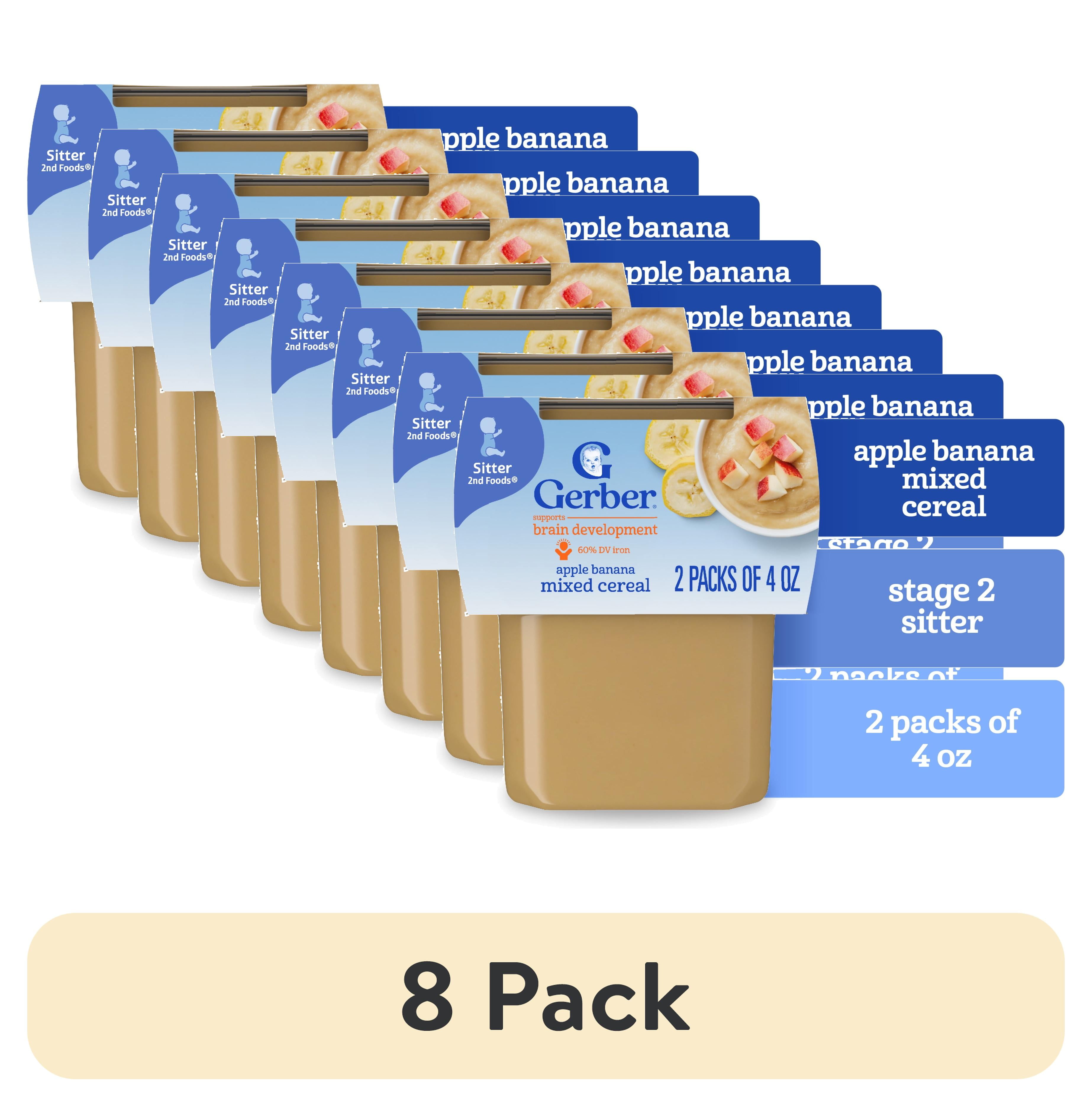 (8 pack) Gerber Stage 2 Baby Food, Apple Banana Mixed Cereal Puree Tubs ...