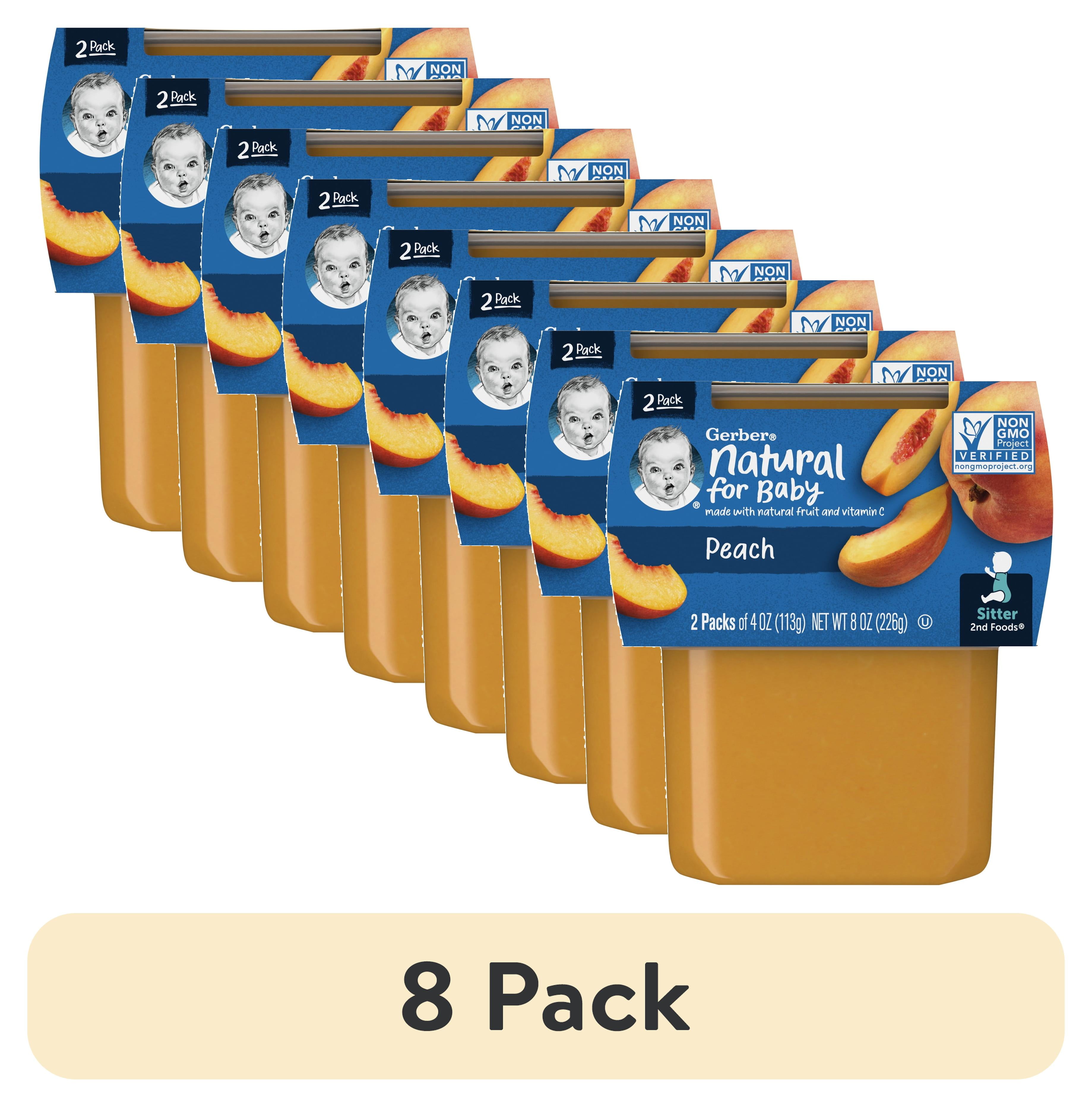 (8 pack) Gerber Stage 2 Baby Food, Peach Puree Tubs, Baby Puree, 2PK 8 ...