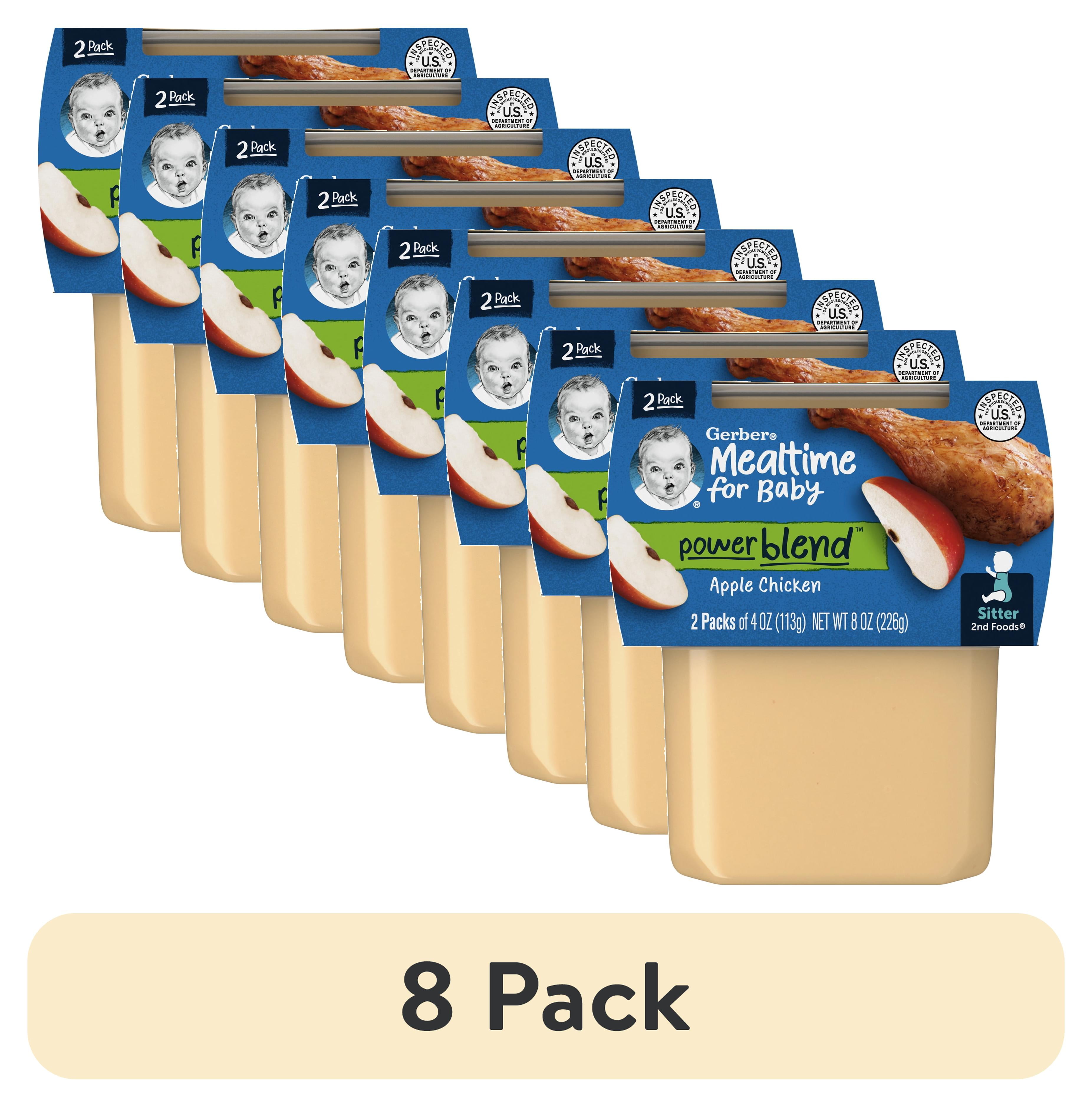 (8 pack) Gerber Stage 2 Baby Food, Apple Chicken Puree, 4 oz Tub (2 ...
