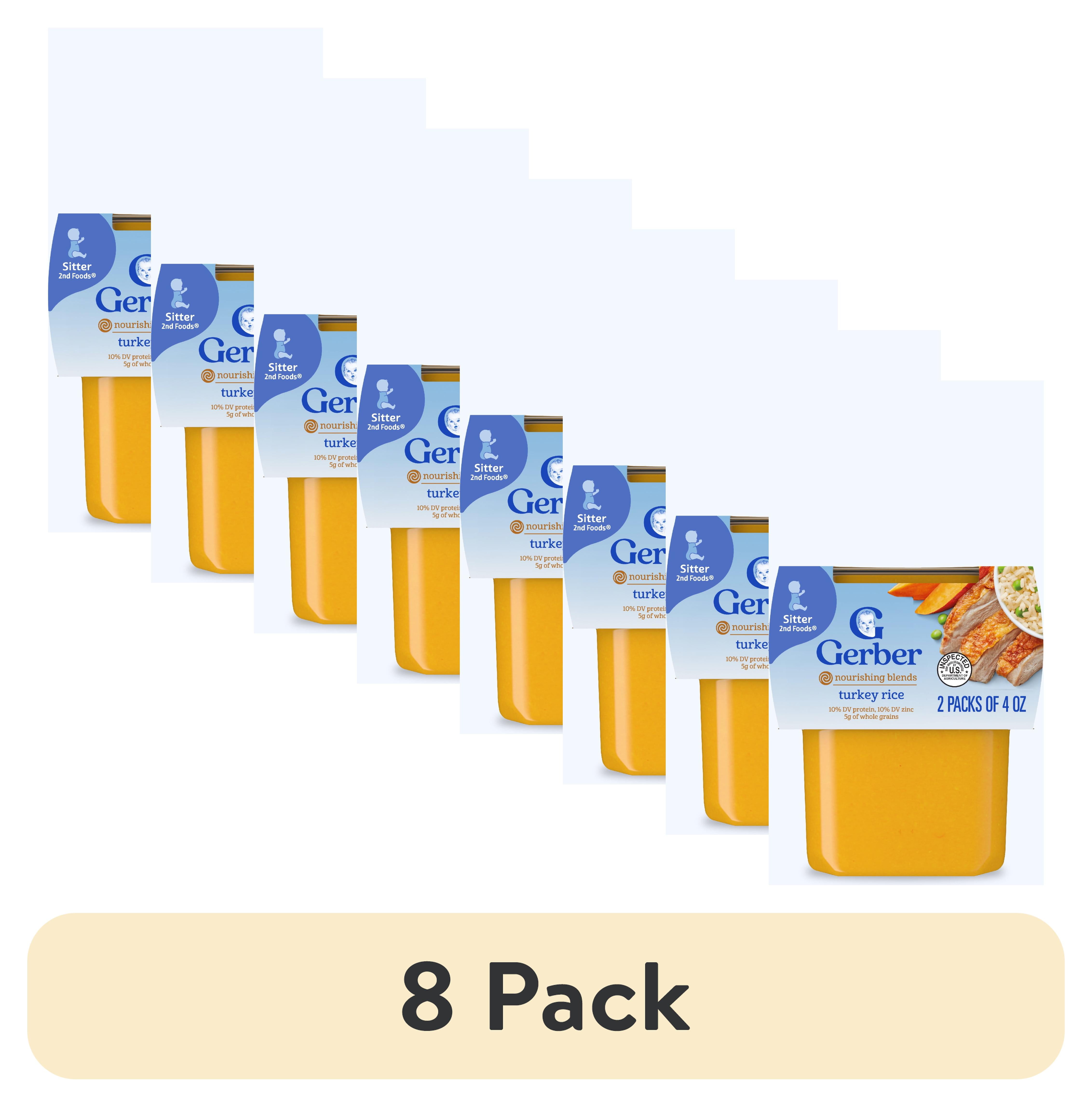 (8 pack) Gerber Stage 2 Baby Food, Turkey Rice Puree Tub, Baby Puree ...