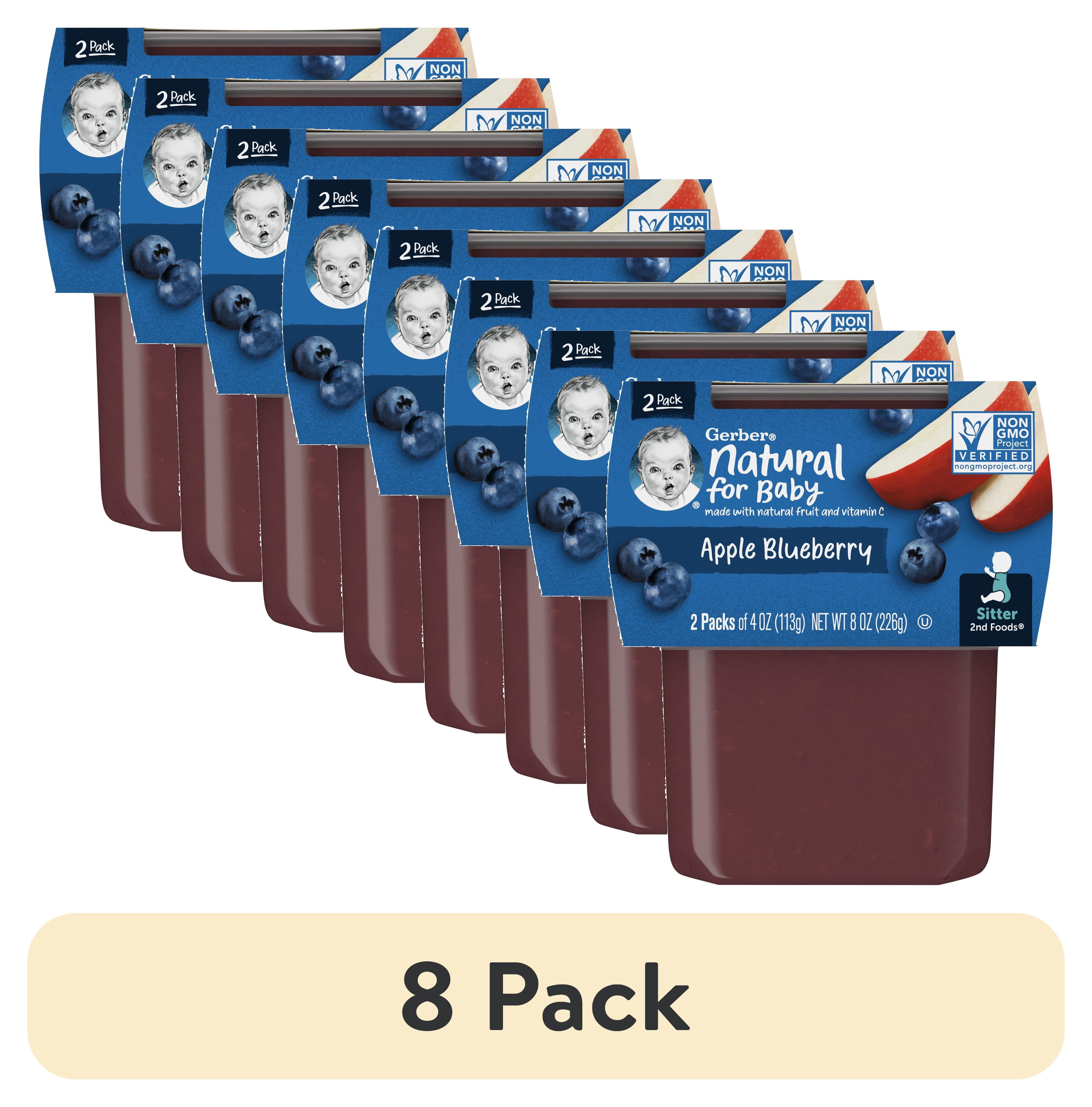 (8 pack) Gerber Stage 2 Baby Food, Apple Blueberry Puree Tub, Baby ...