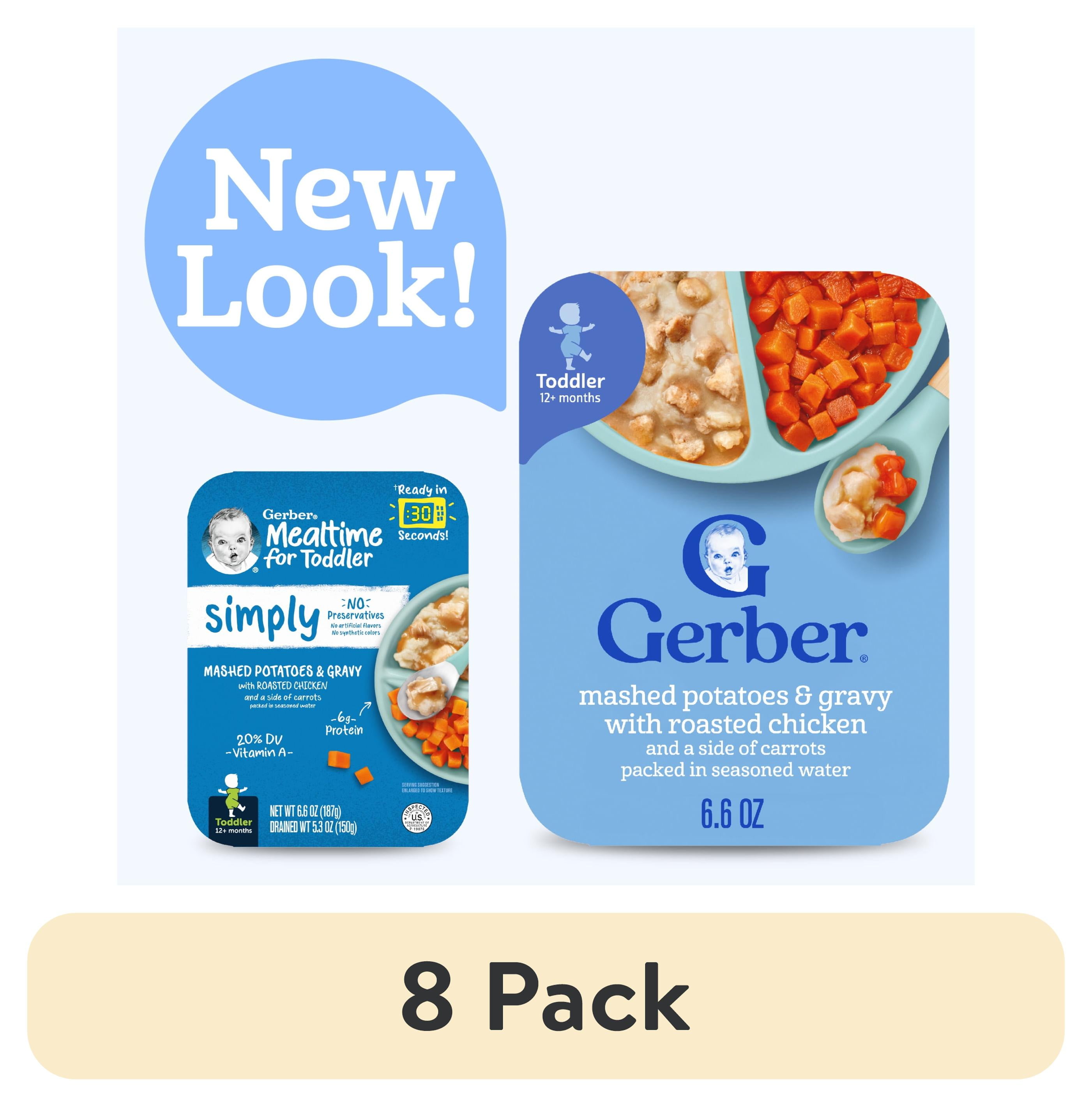 (8 pack) Gerber Toddler Food, Mashed Potatoes & Gravy with Chicken ...