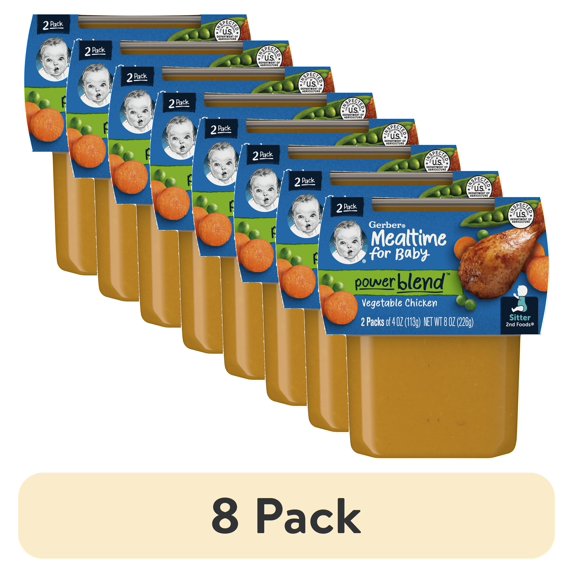 (8 pack) Gerber Stage 2 Baby Food, Vegetable Chicken Dinner Puree, 4 oz ...