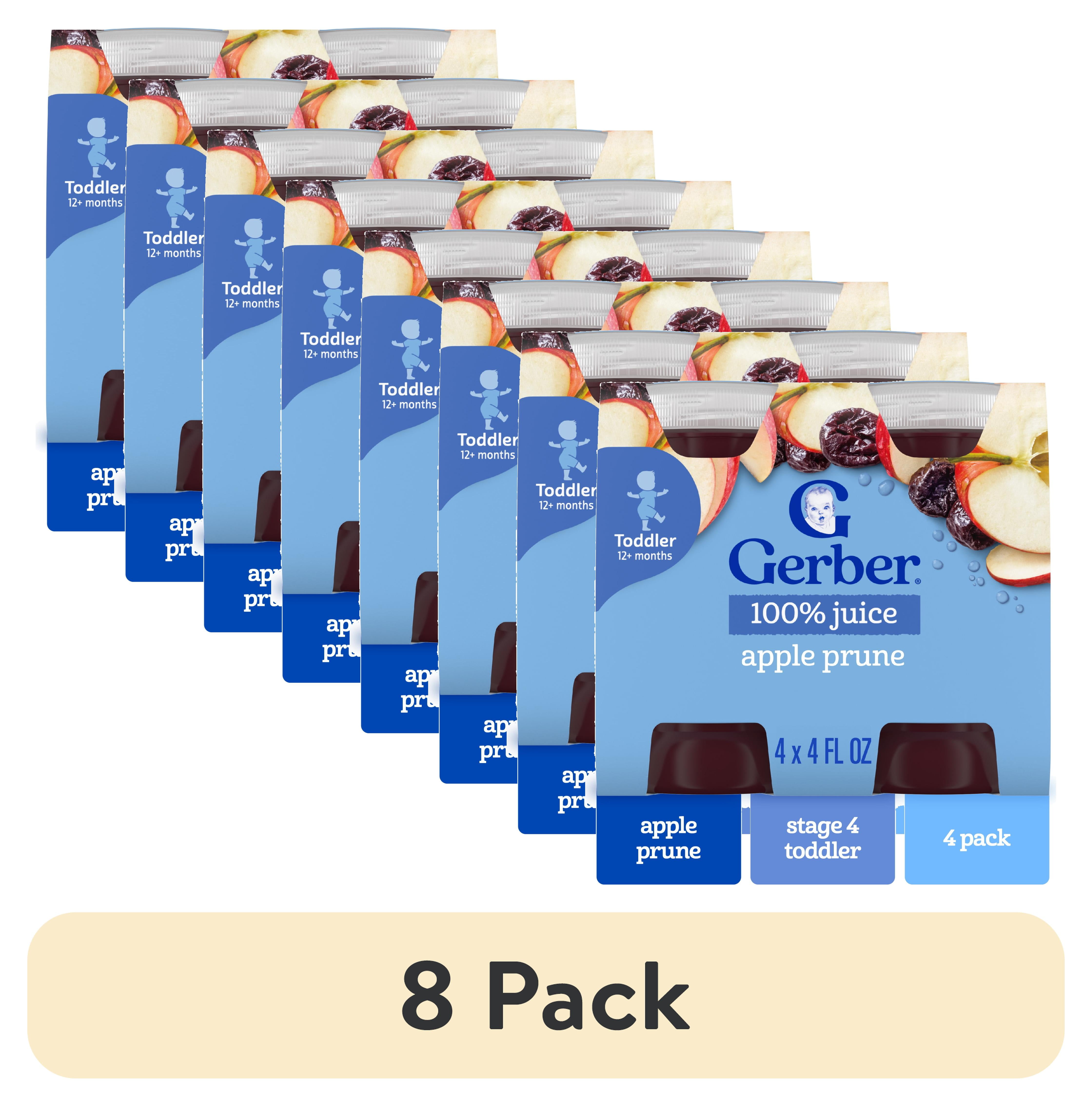 (8 pack) Gerber Fruit Juice, Apple Prune, 4 fl oz Bottle (6 Pack ...