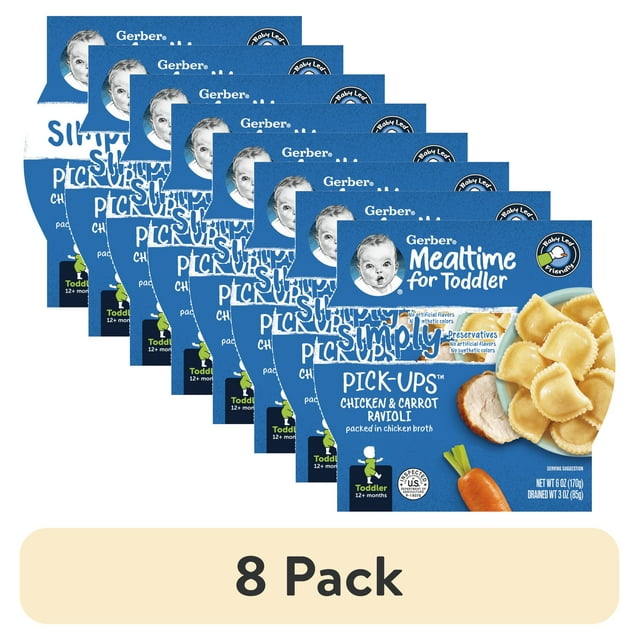 (8 pack) Gerber Toddler Food, Chicken & Carrot Ravioli Pasta Pick Ups ...