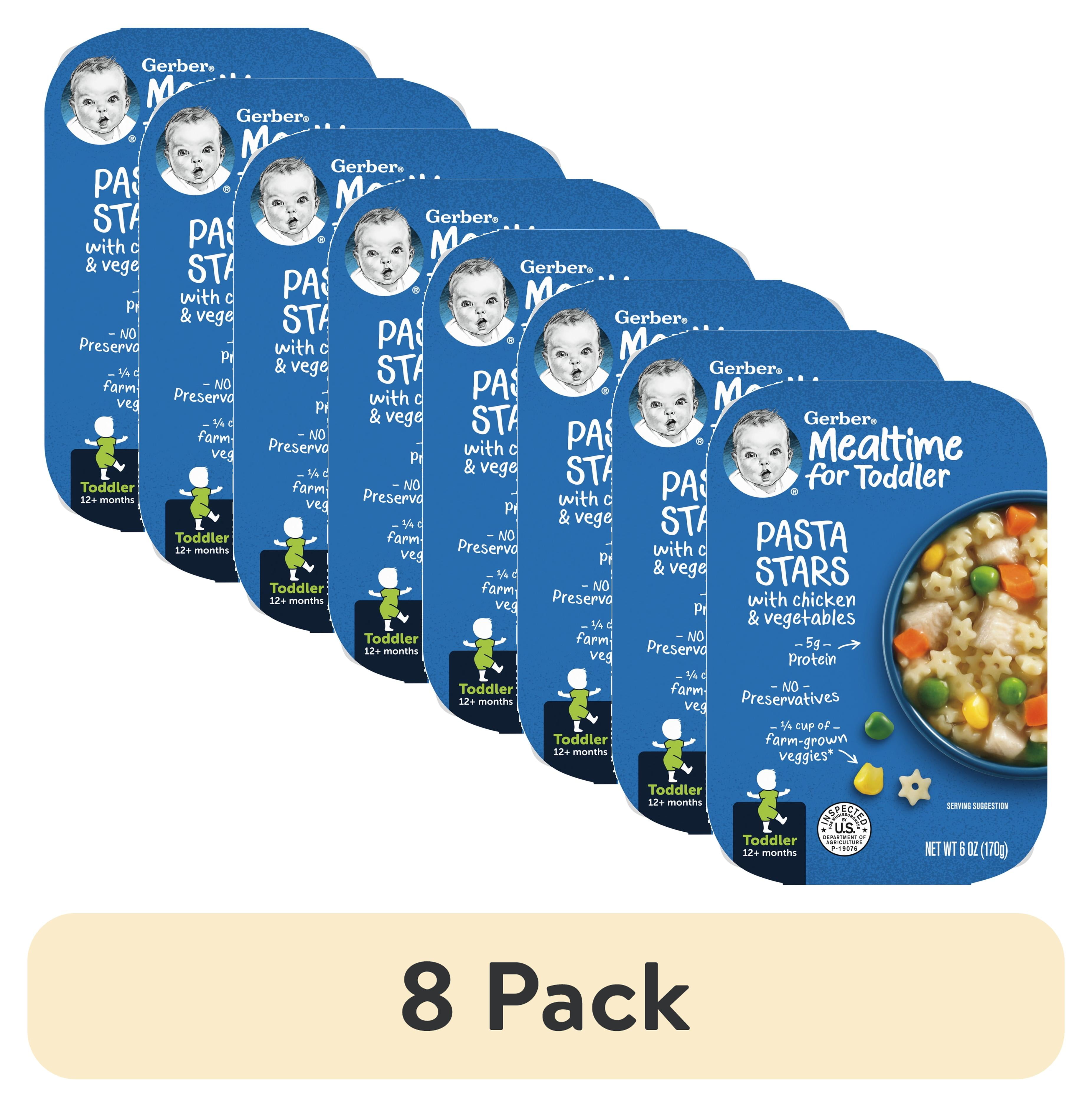 (8 pack) Gerber Toddler Food, Pasta Stars with Chicken and Vegetables ...