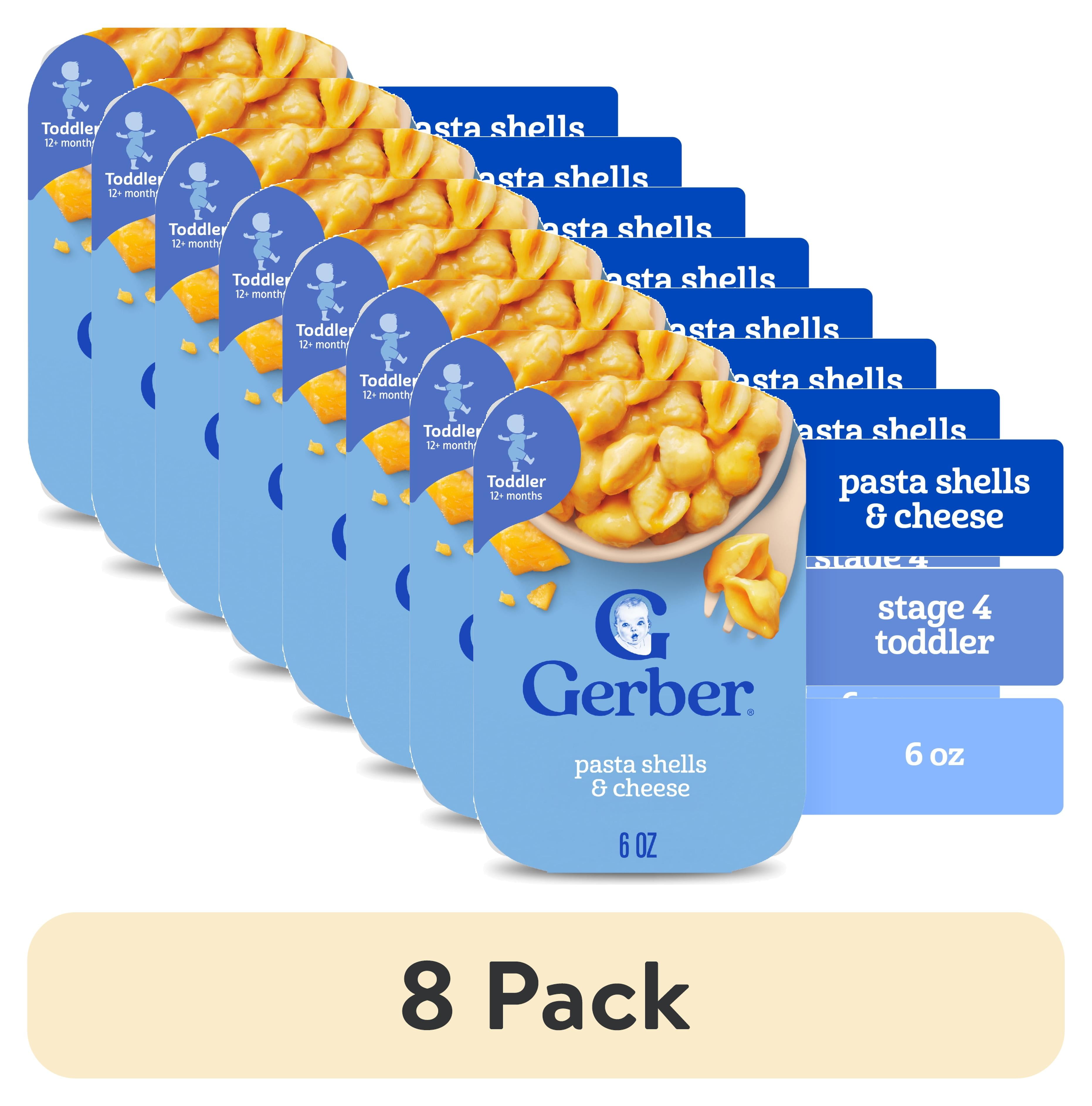(8 pack) Gerber Mealtime for Toddler, Pasta Shells and Cheese Toddler ...