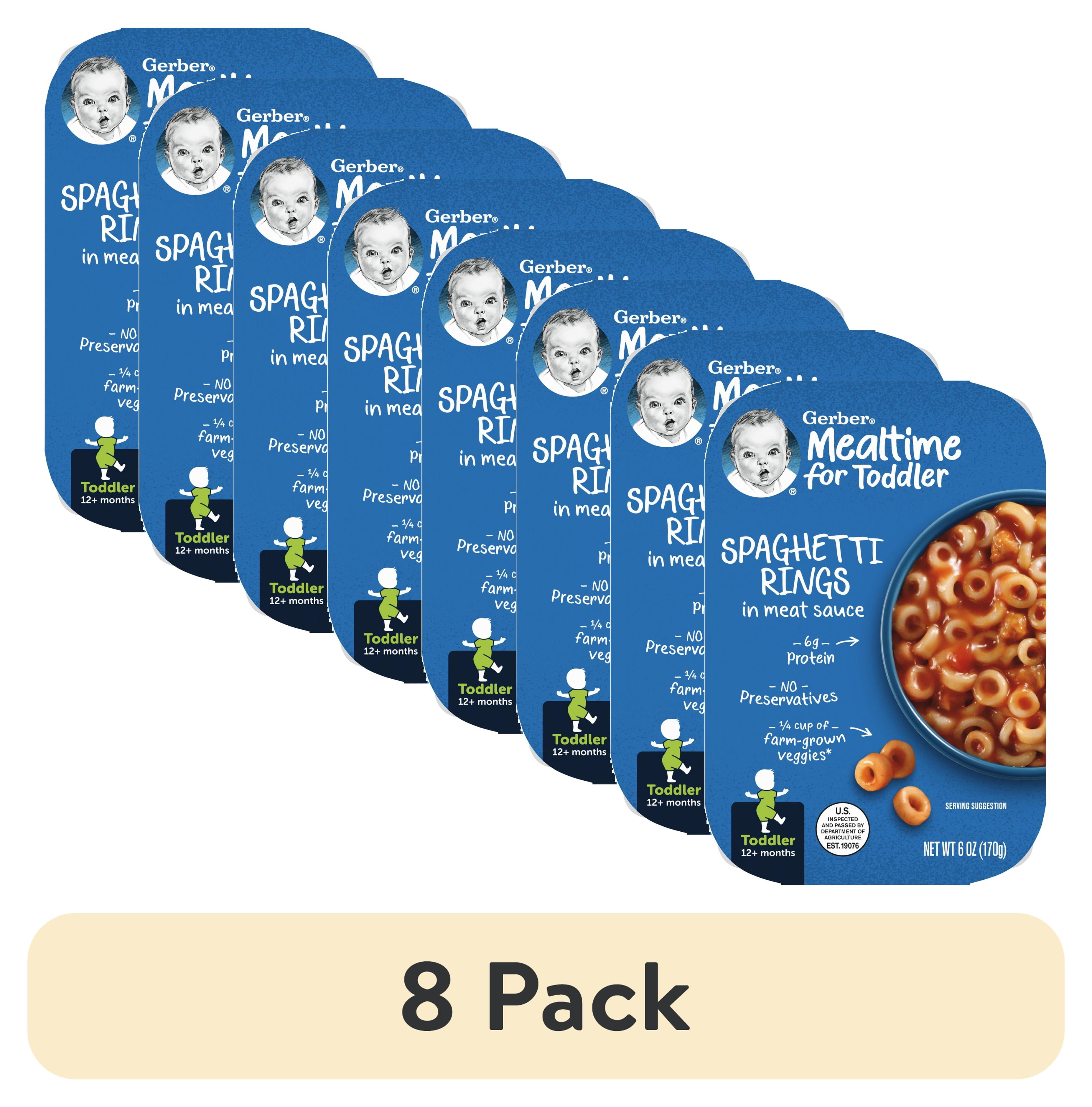 (8 pack) Gerber Toddler Food for Baby, Spaghetti Rings in Meat Sauce ...
