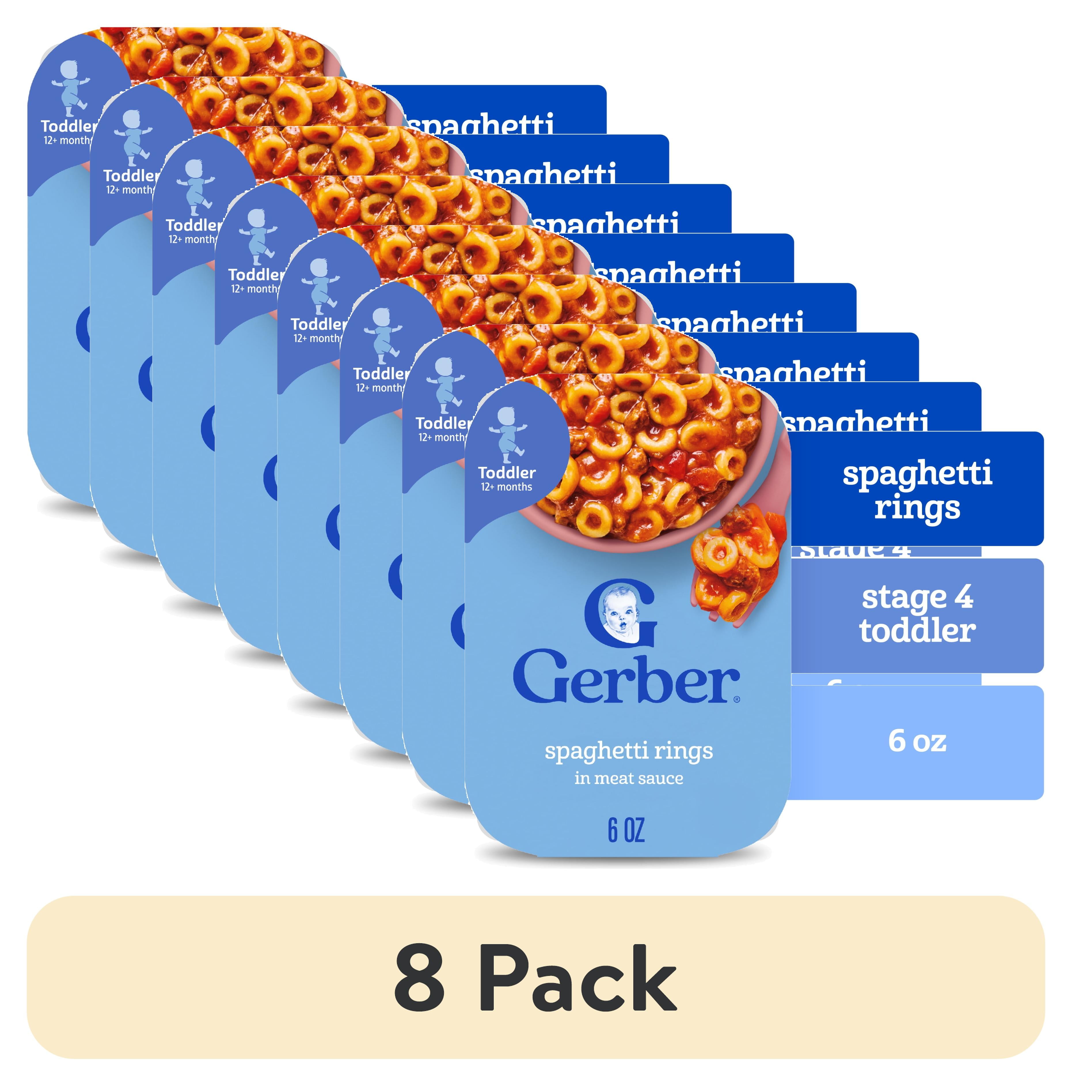 (8 pack) Gerber Mealtime for Toddler, Spaghetti Rings in Meat Sauce ...