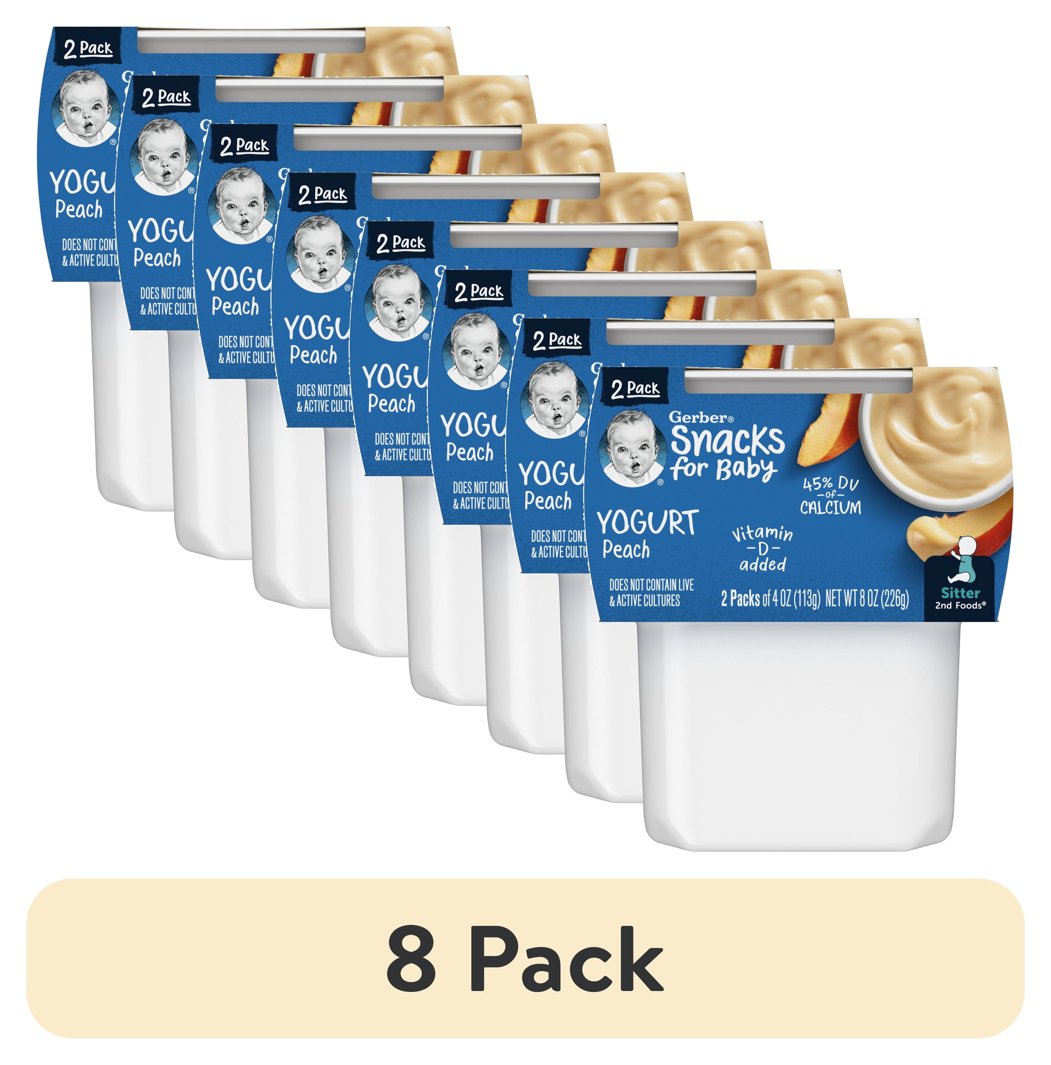 (8 pack) Gerber Yogurt Blends Stage 3 Baby Snacks Peach, 4 oz Tubs ...