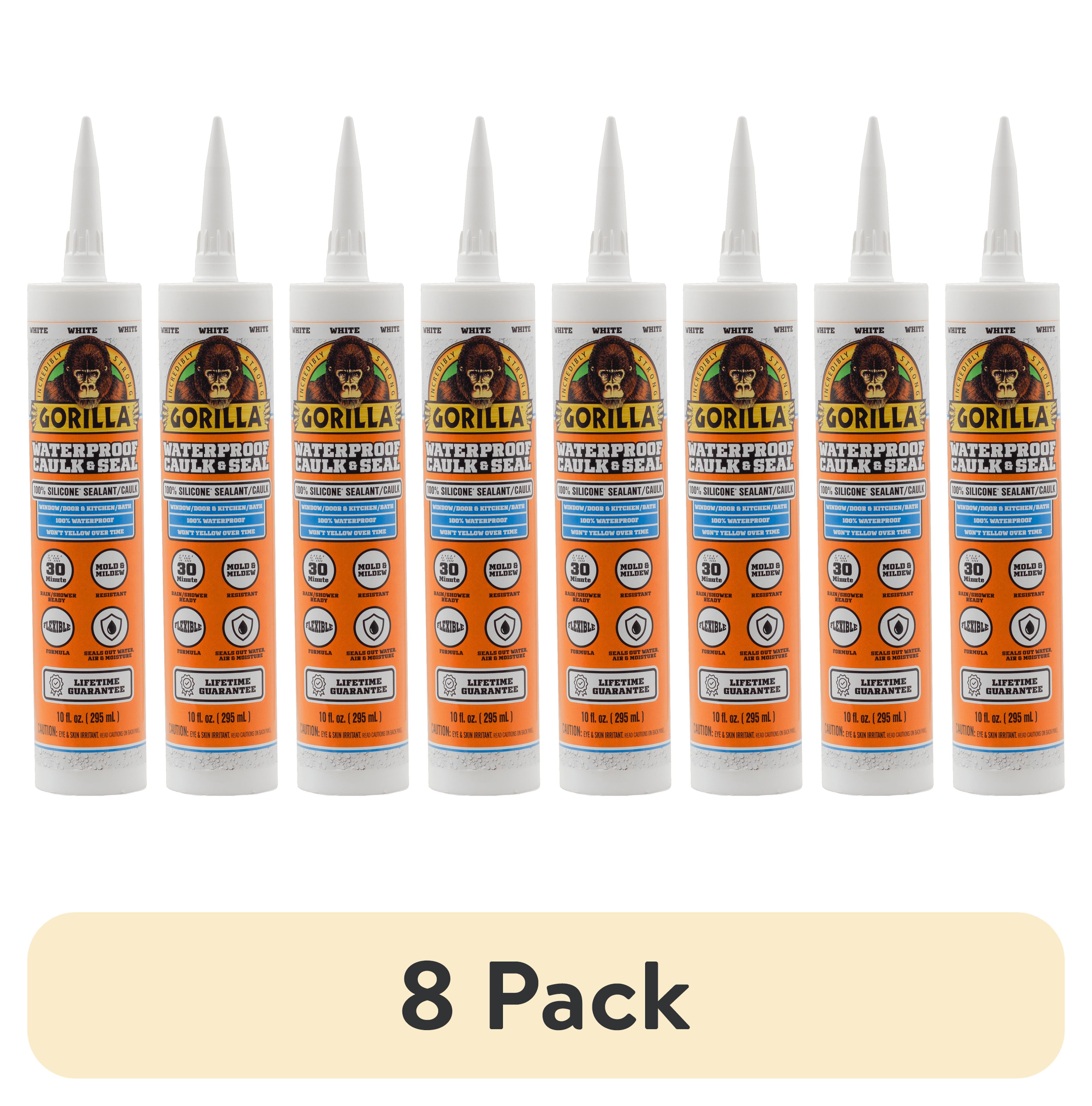(8 pack) Gorilla Waterproof Caulk & Seal Silicone Sealant, 10oz ...