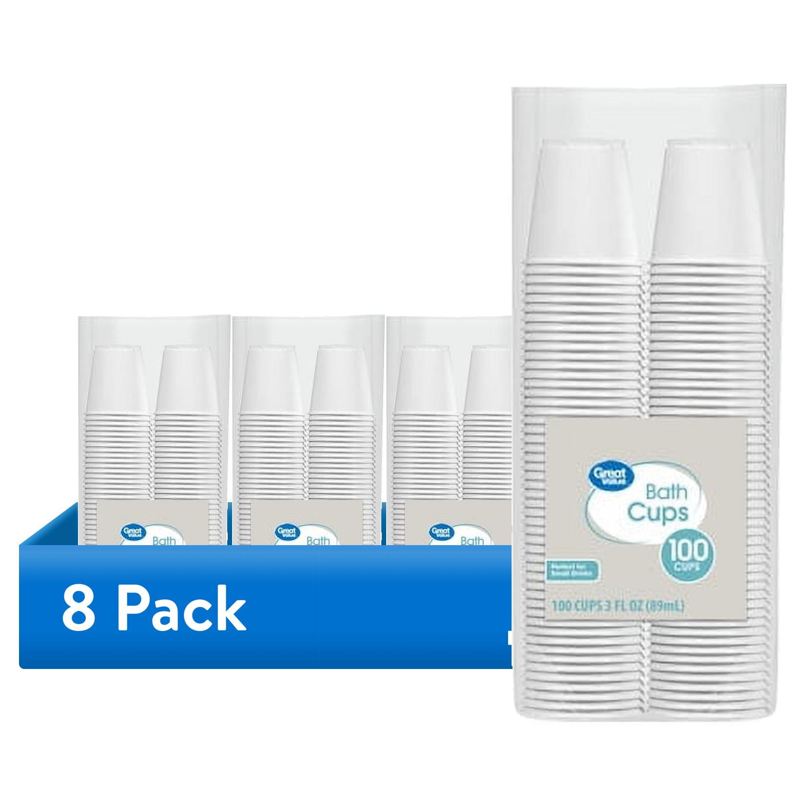 (8 pack) Great Value Bath Disposable Plastic Cups, 3 oz, White, 100 ...