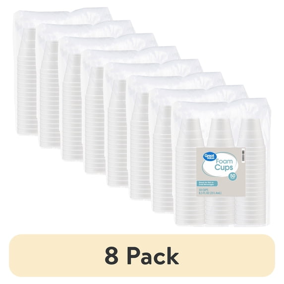 (8 pack) Great Value Disposable Foam Cups, 8 Ounce, 50 Count - Walmart.com