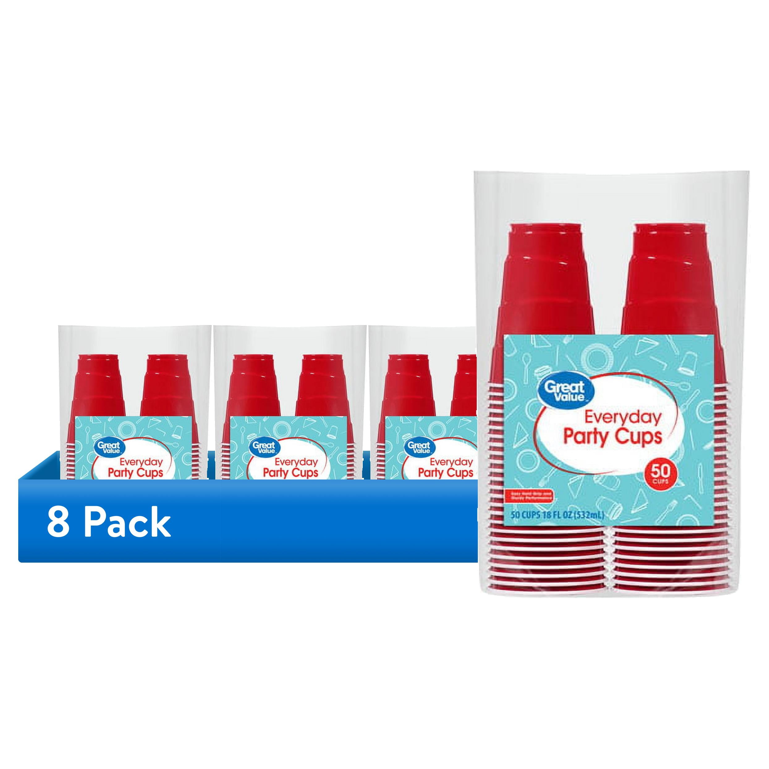 (8 pack) Great Value Red Disposable Plastic Party Cups, 18 oz, 50 Count ...