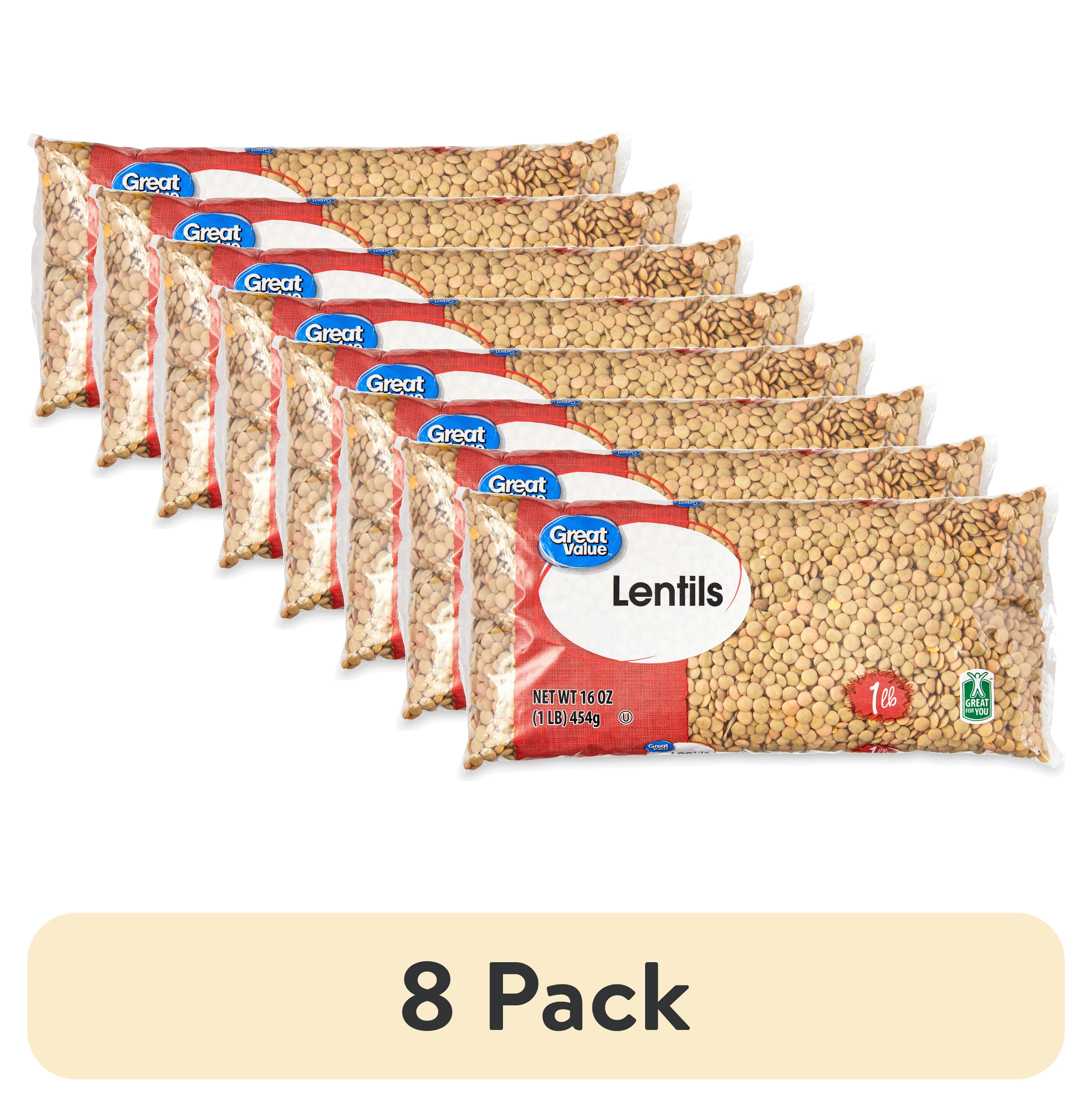 (8 pack) Great Value Lentils, 1 lb - Walmart.com