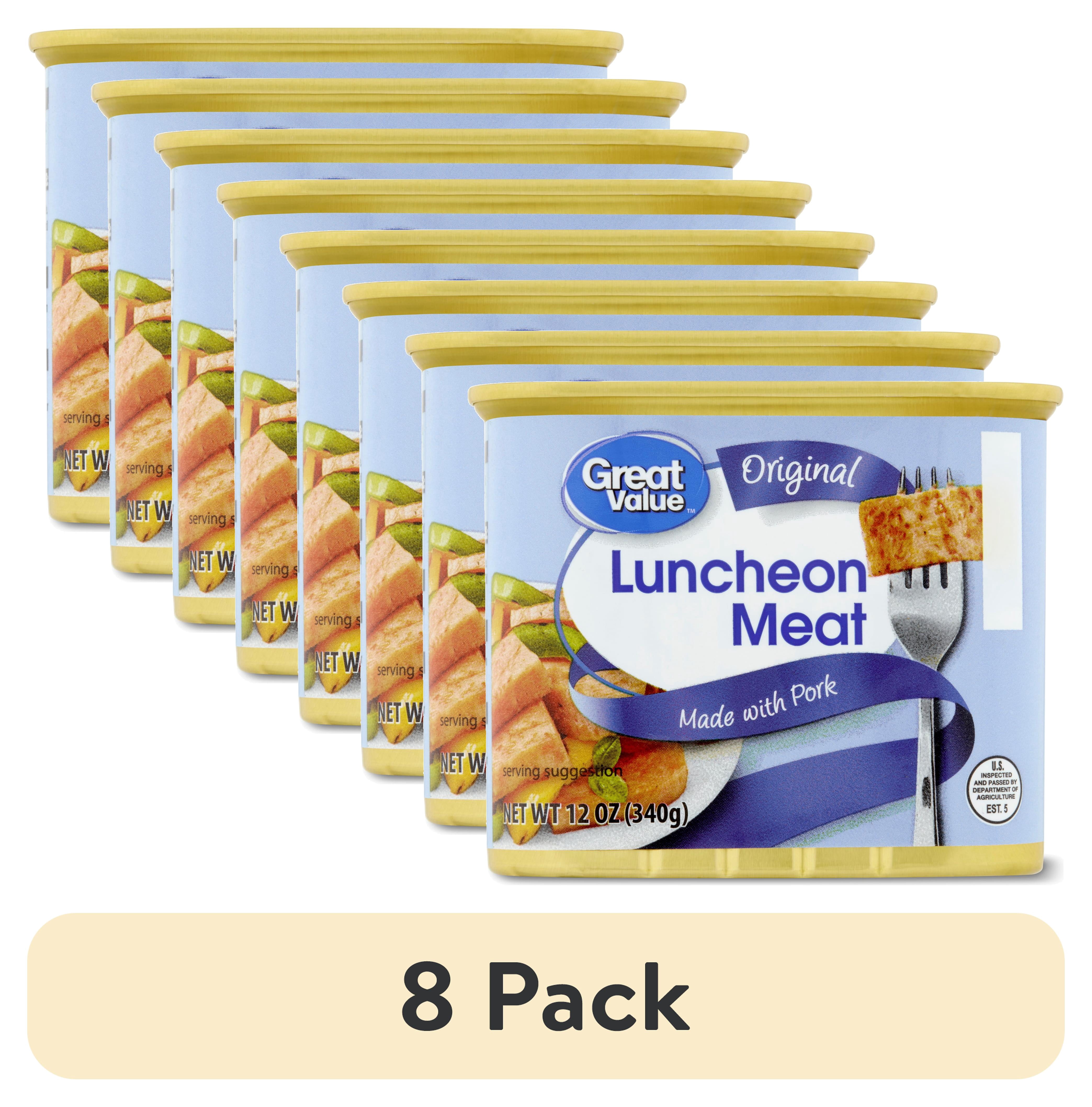 (8 pack) Great Value Original Luncheon Meat, 12 oz Easy Open Can ...