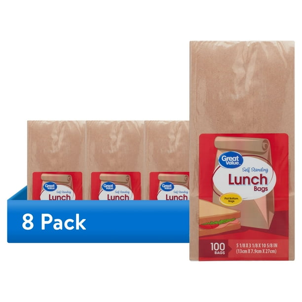 (1 pack) Great Value Self-Standing Lunch Bags, Brown, 100 Count ...
