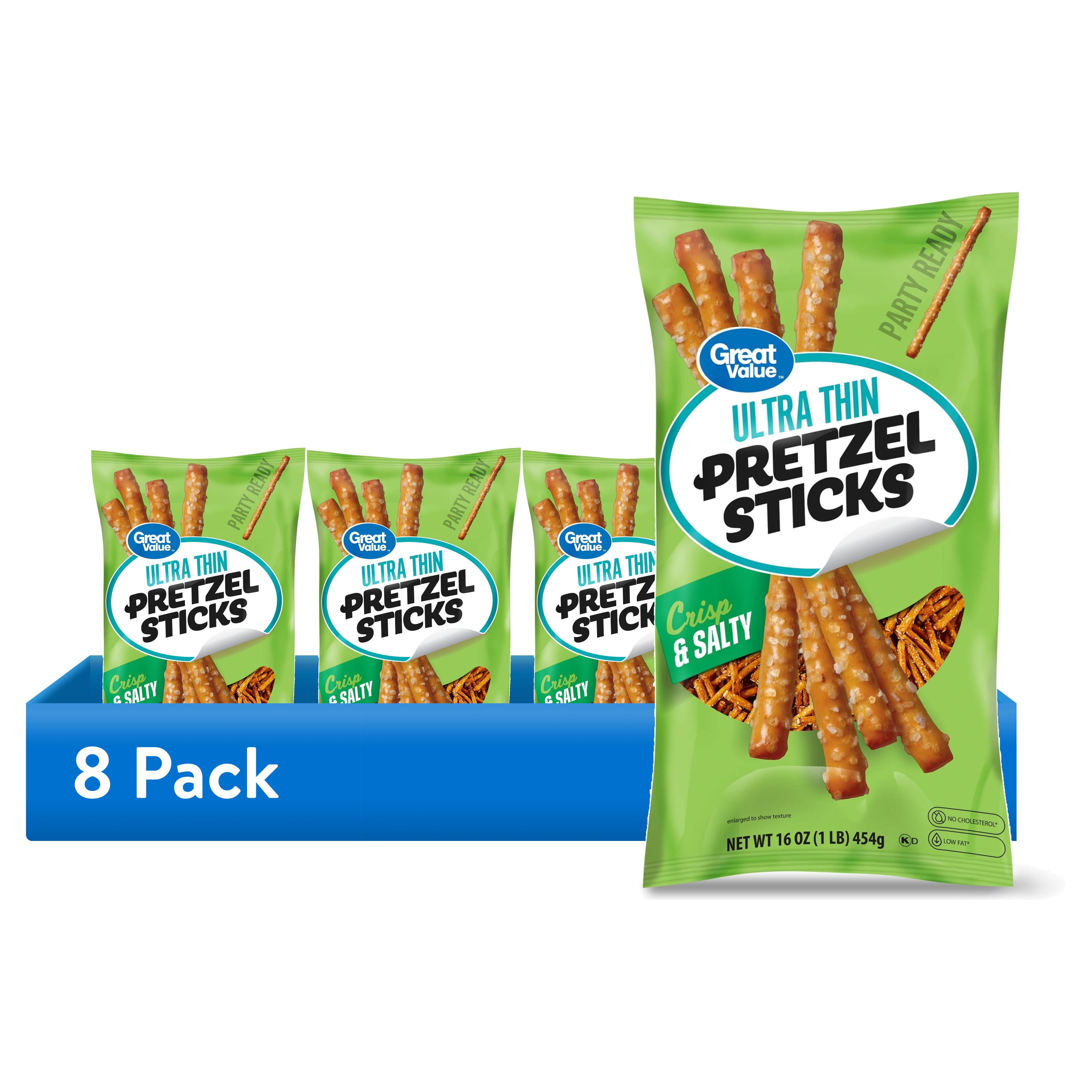 (8 pack) Great Value Ultra Thin Pretzel Sticks, 16 oz Bag - Walmart ...