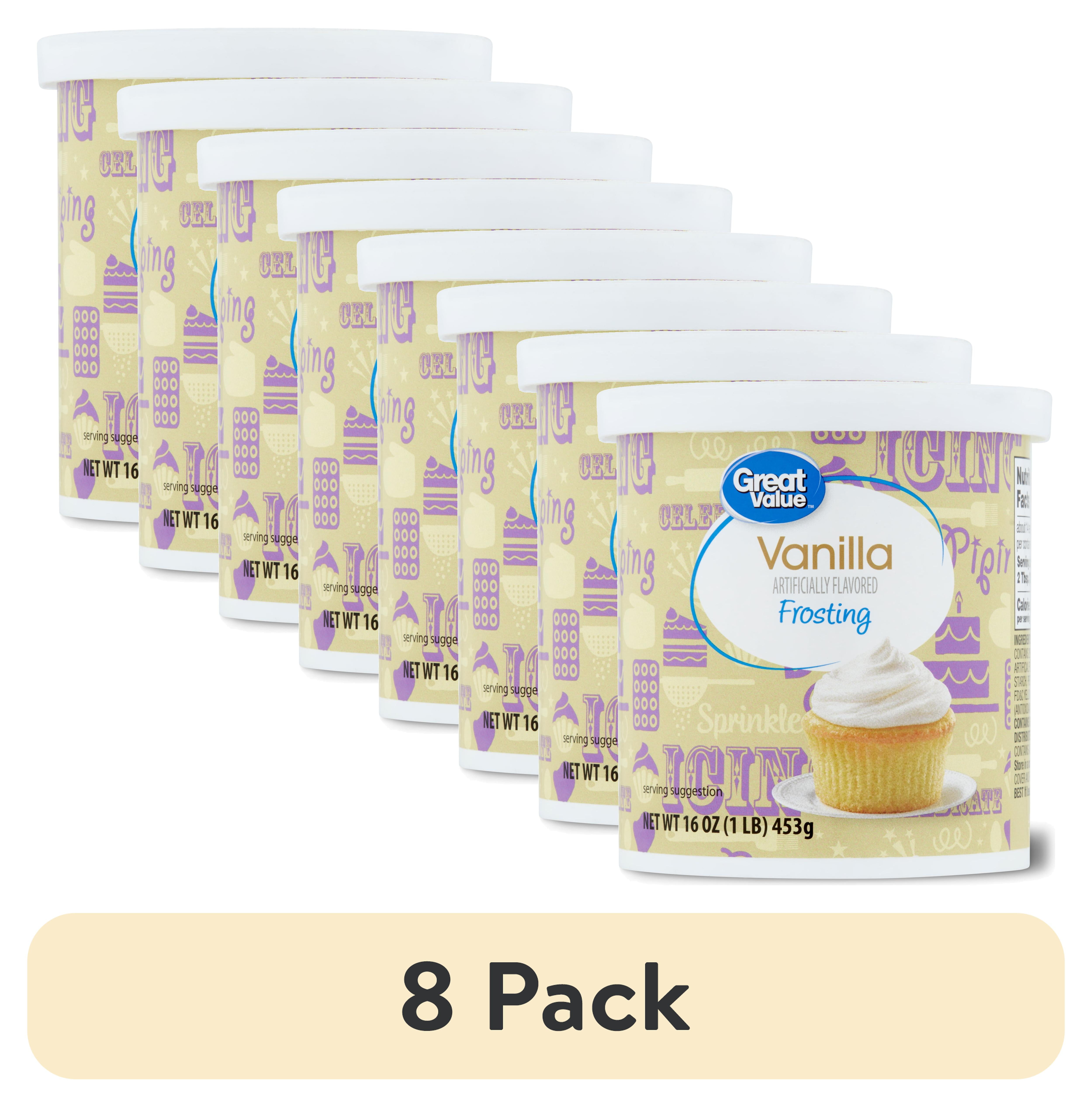 (8 pack) Great Value Vanilla Frosting Tub, White, 16 oz - Walmart.com