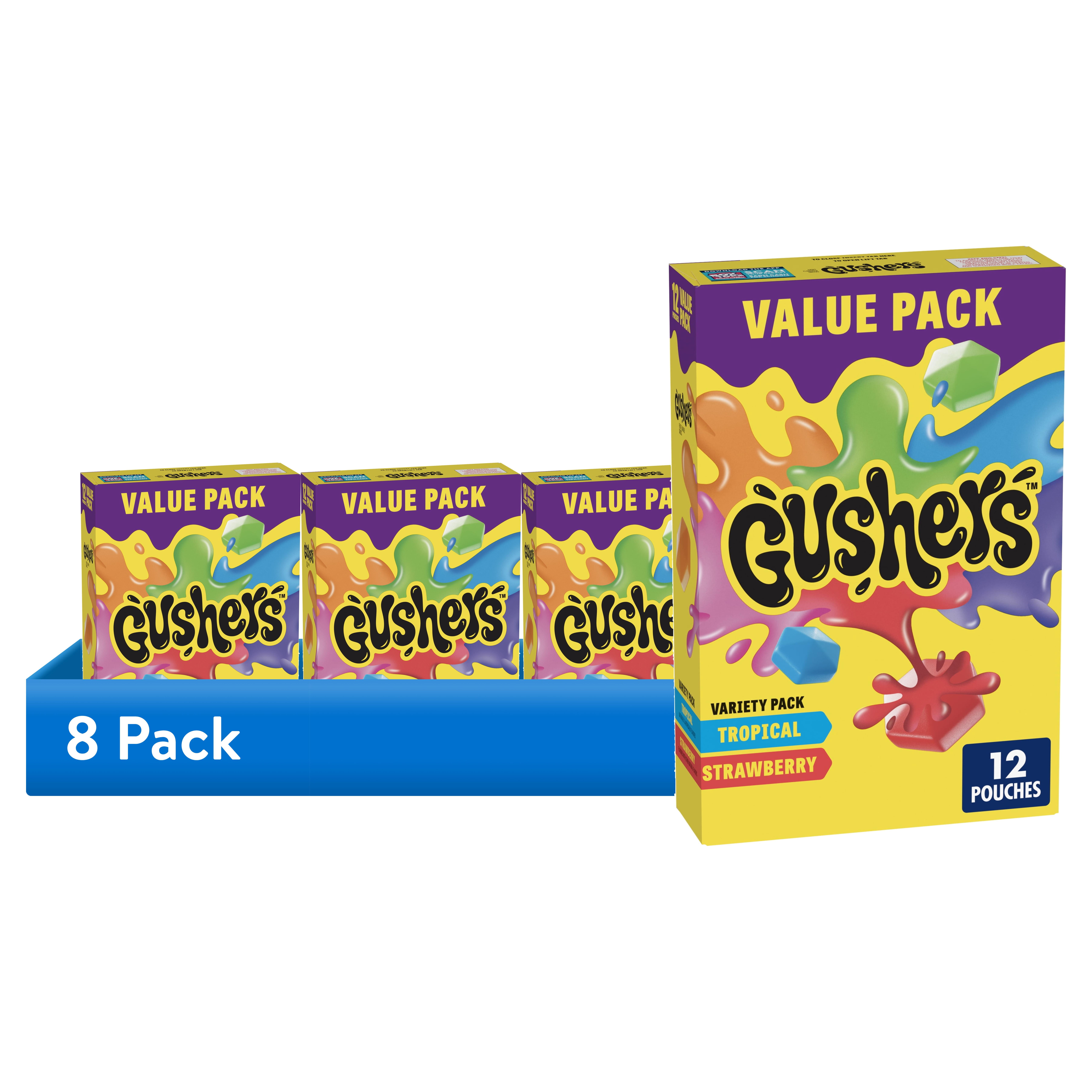 (8 pack) Gushers Fruit Flavored Snacks, Strawberry and Tropical Flavors ...