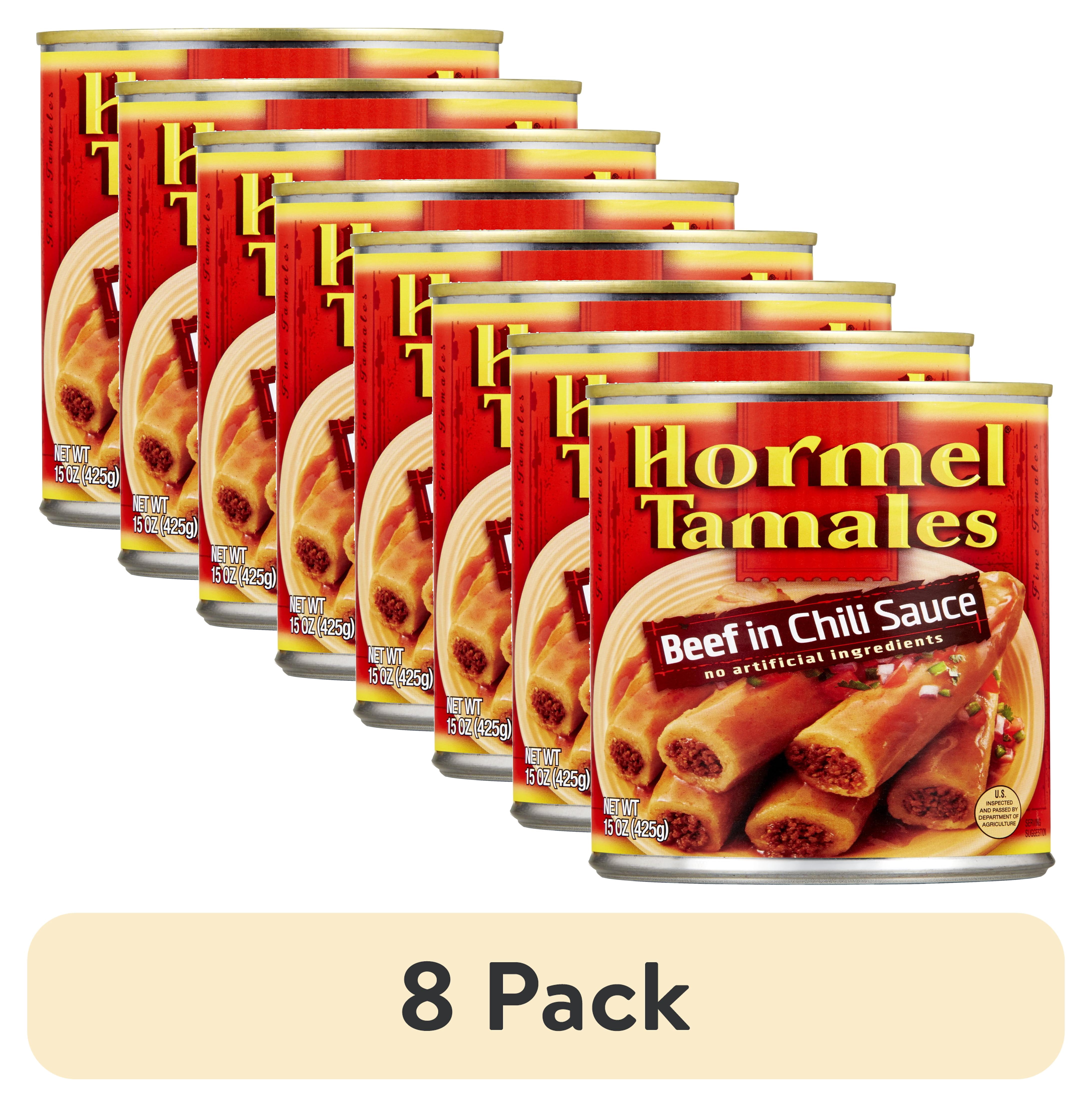 (8 pack) HORMEL Beef Tamales in Chili Sauce, Shelf-Stable, 15 oz Steel ...
