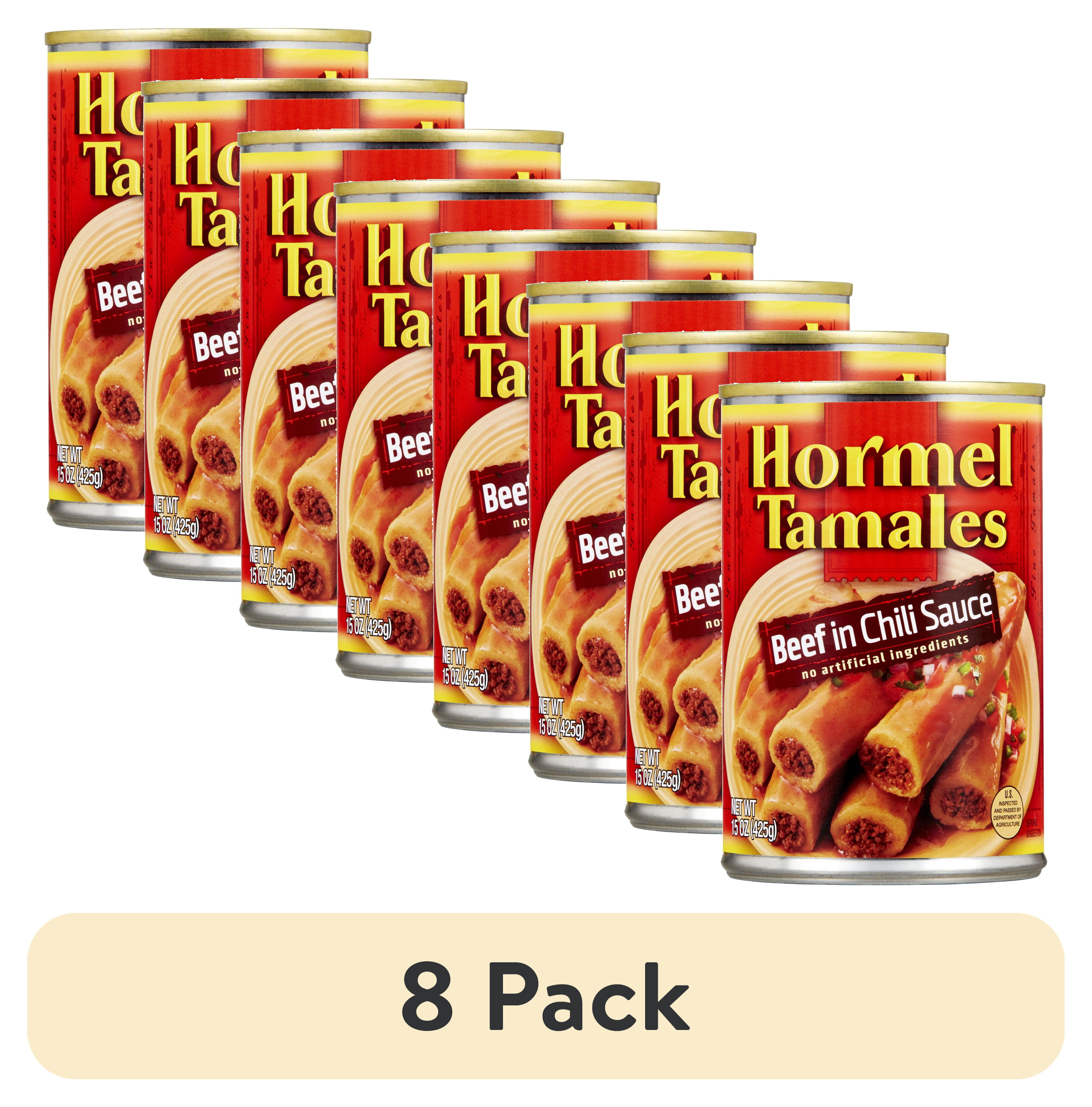 (8 pack) HORMEL Beef Tamales in Chili Sauce, Shelf-Stable, 15 oz Steel ...