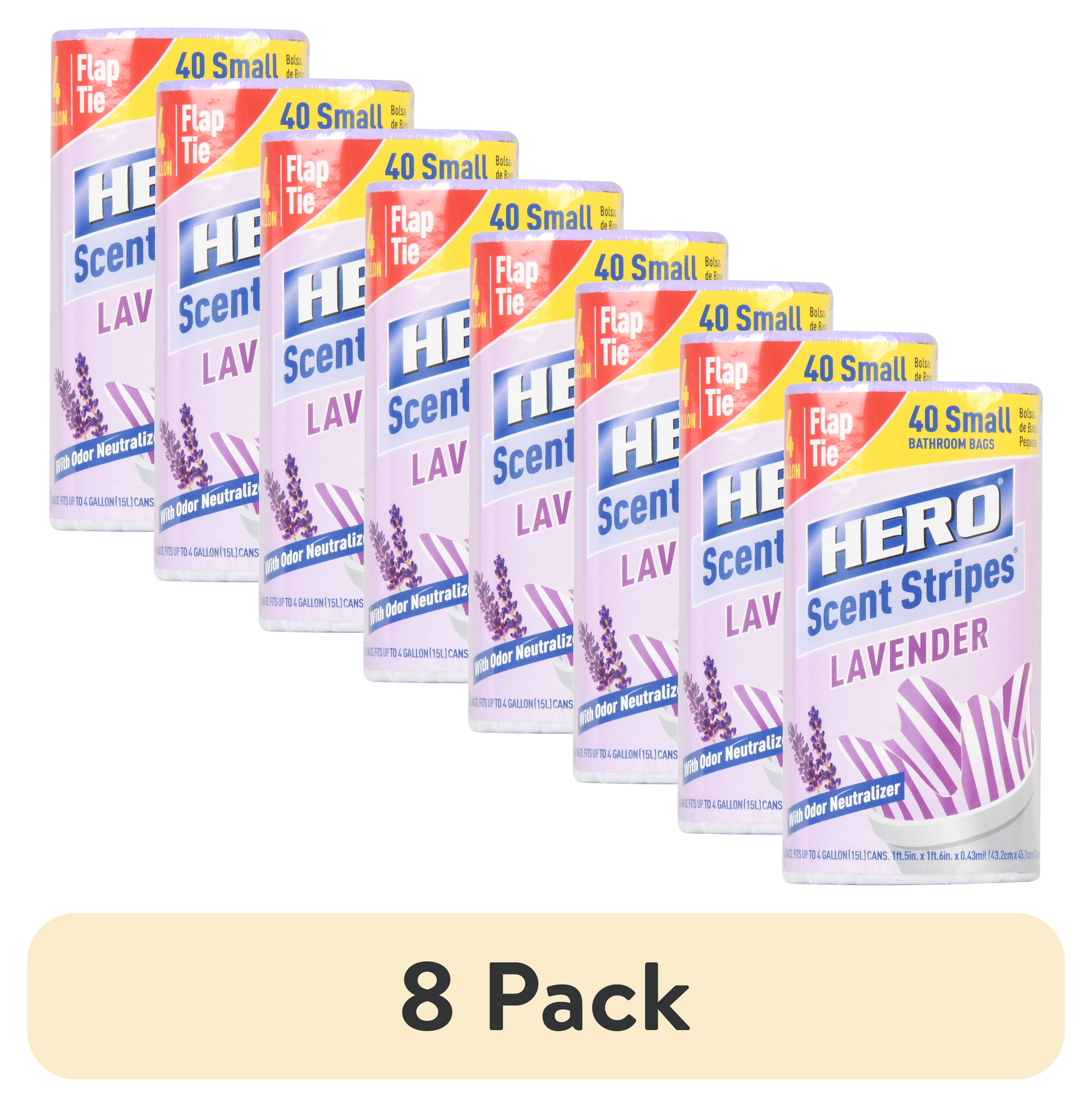 (8 pack) Hero Scent Stripes 4-Gallon, Lavender Scented, Small Flap Tie ...