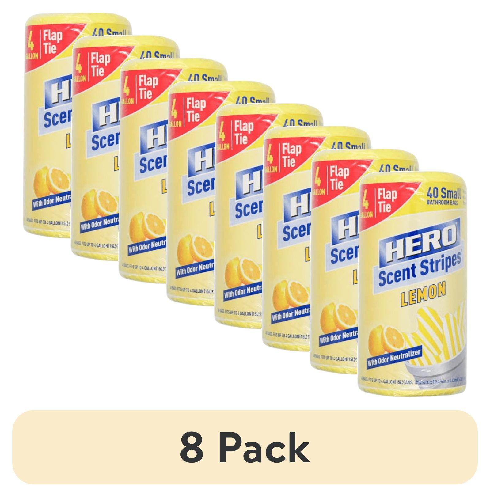 (8 pack) Hero Scent Stripes 4-Gallon, Lemon Scented, Small Flap Tie ...