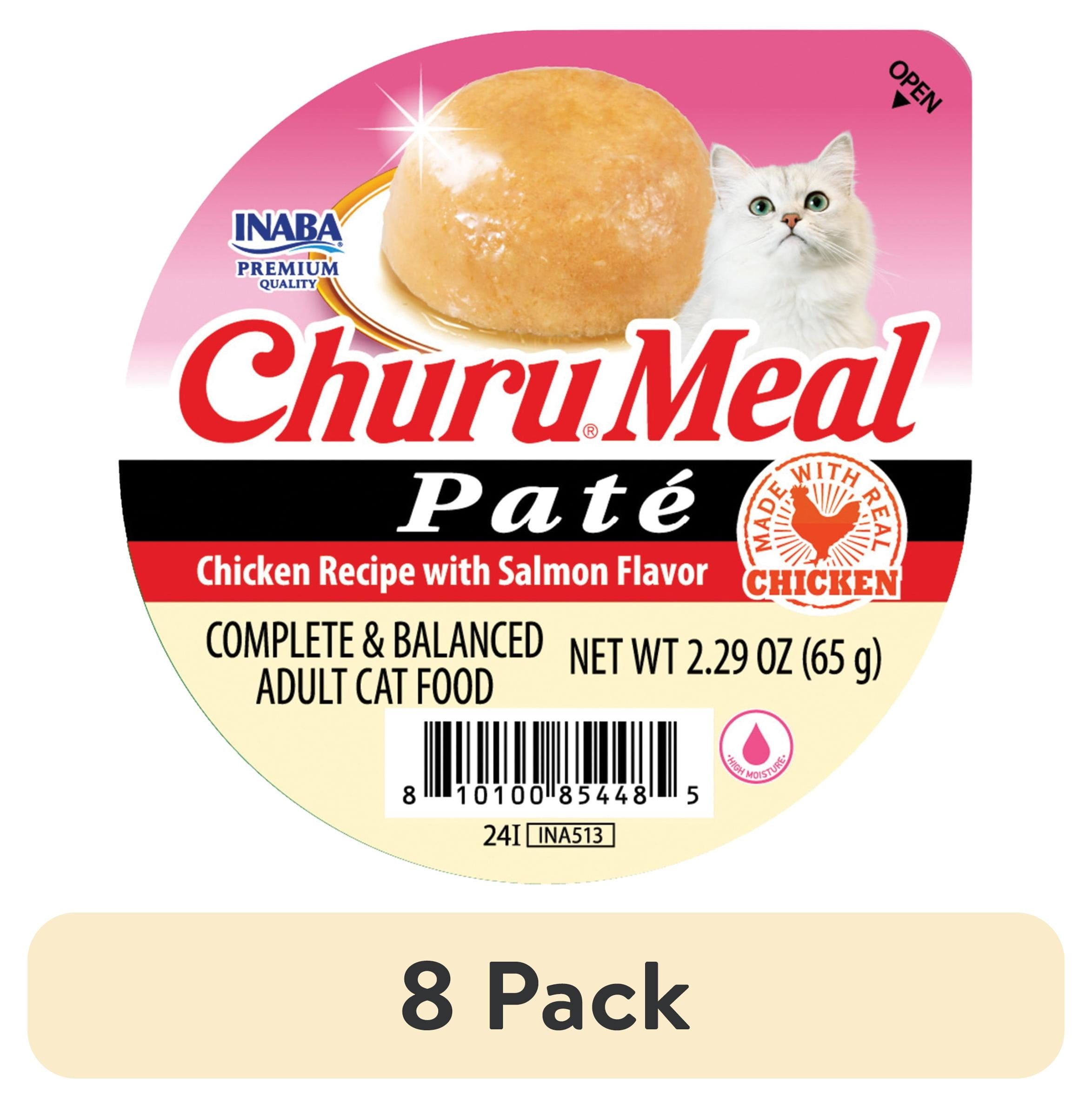 (8 pack) INABA Churu Meal Paté Adult Wet Cat Food, 2.29 oz cup, Chicken ...