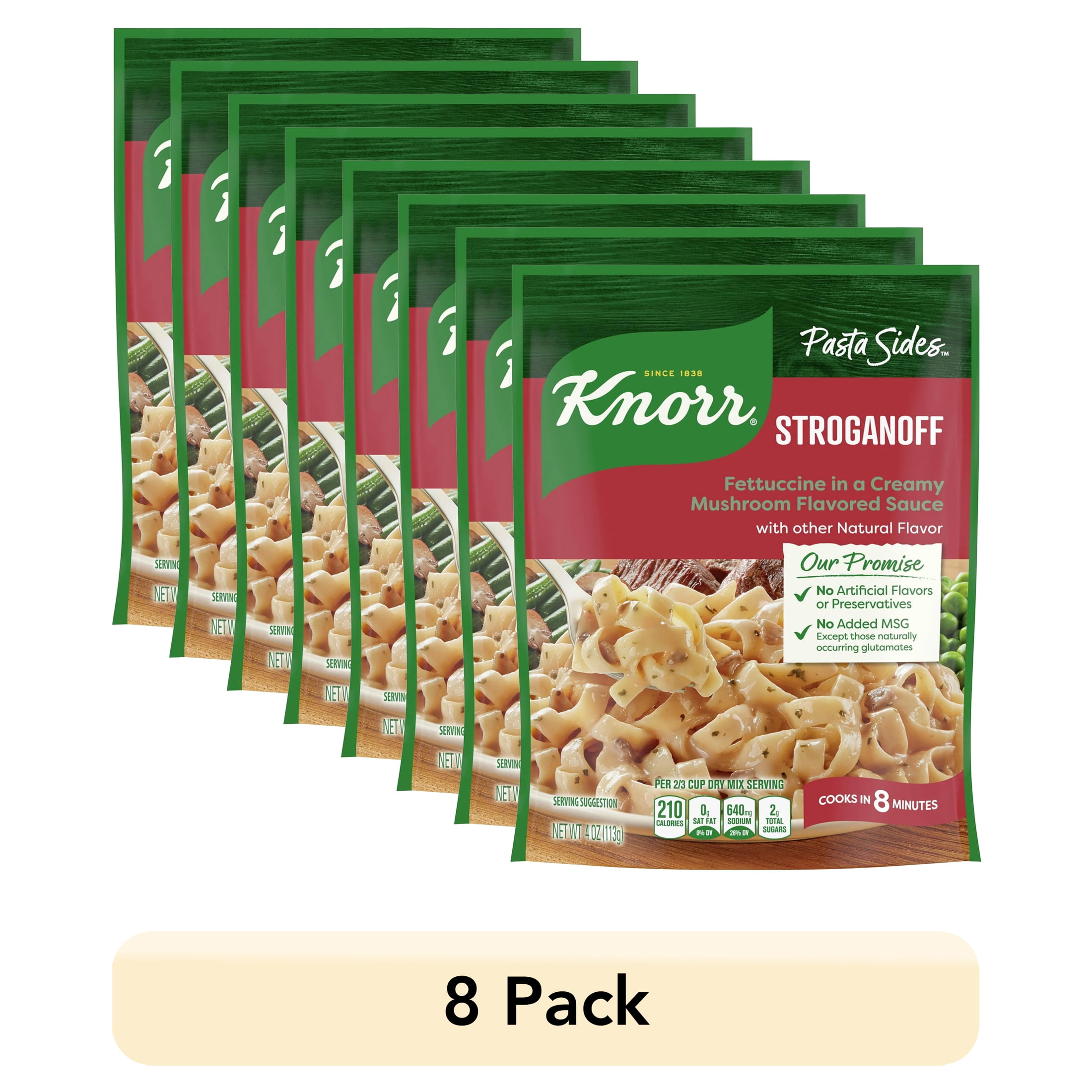 (8 pack) Knorr No Artificial Flavors Stroganoff Fettuccine Pasta Sides ...