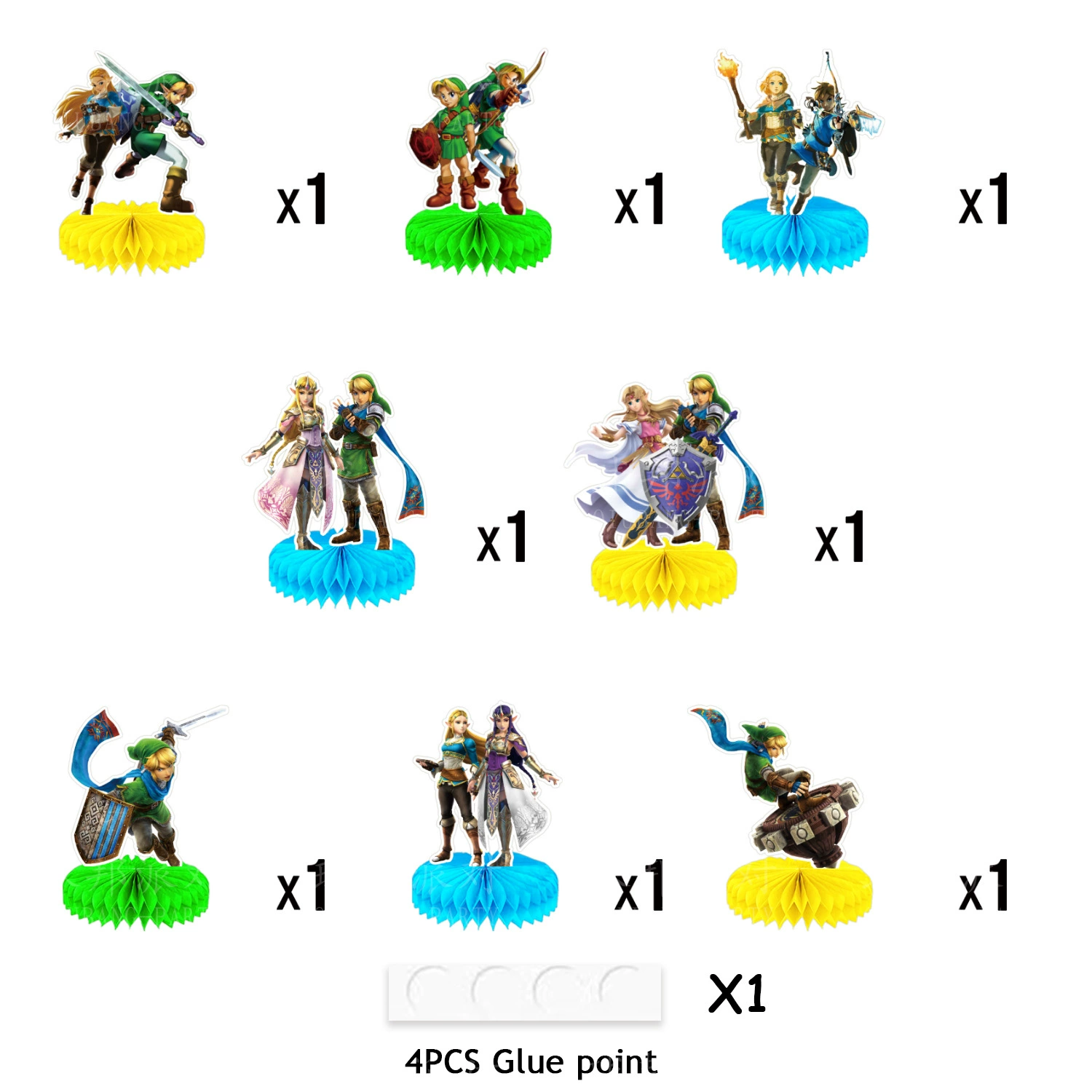 8 pack Legend of Zelda Party Honeycomb Centerpiece Table Decorations ...