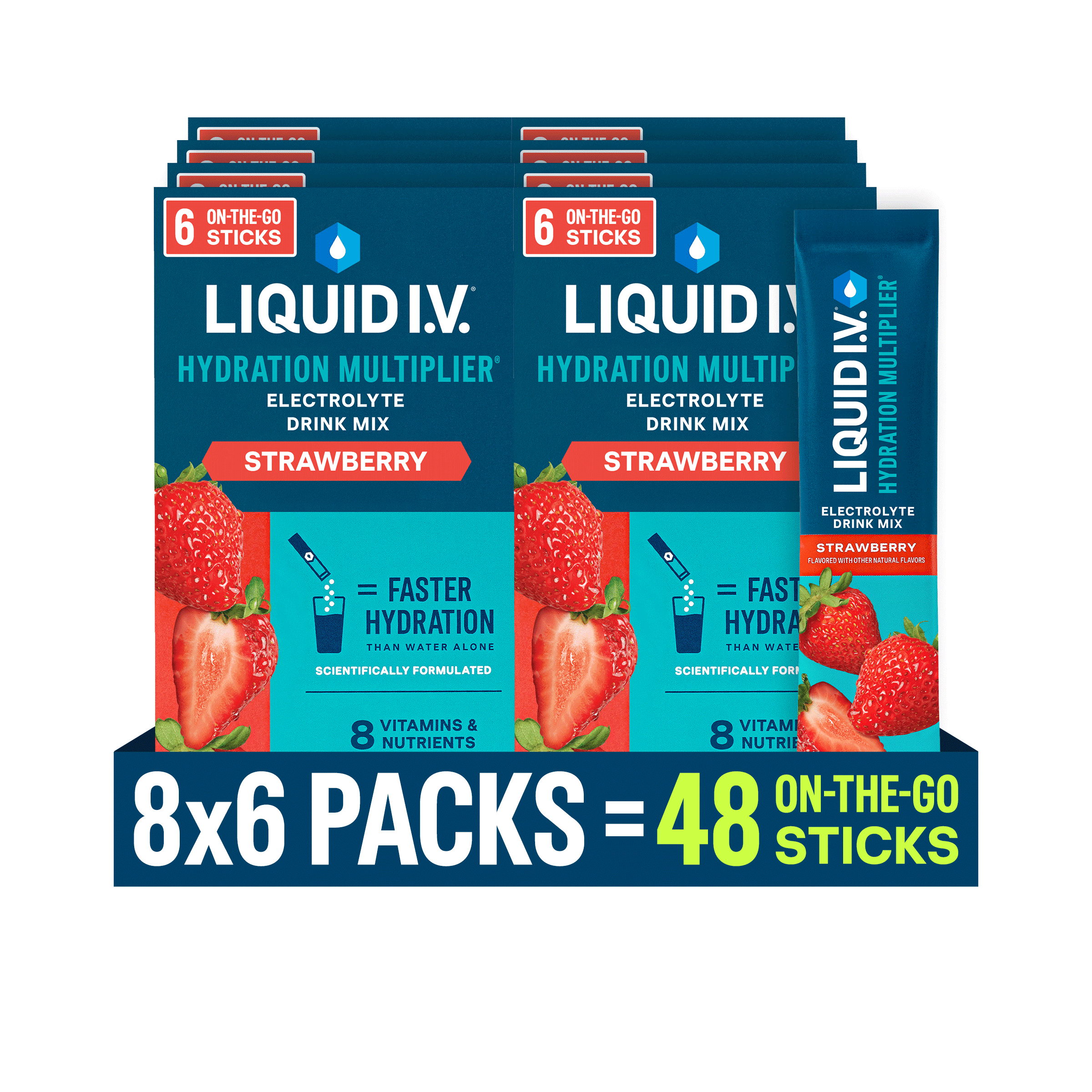 (8 pack) Liquid I.V.® Strawberry Hydration Multiplier® Powdered ...