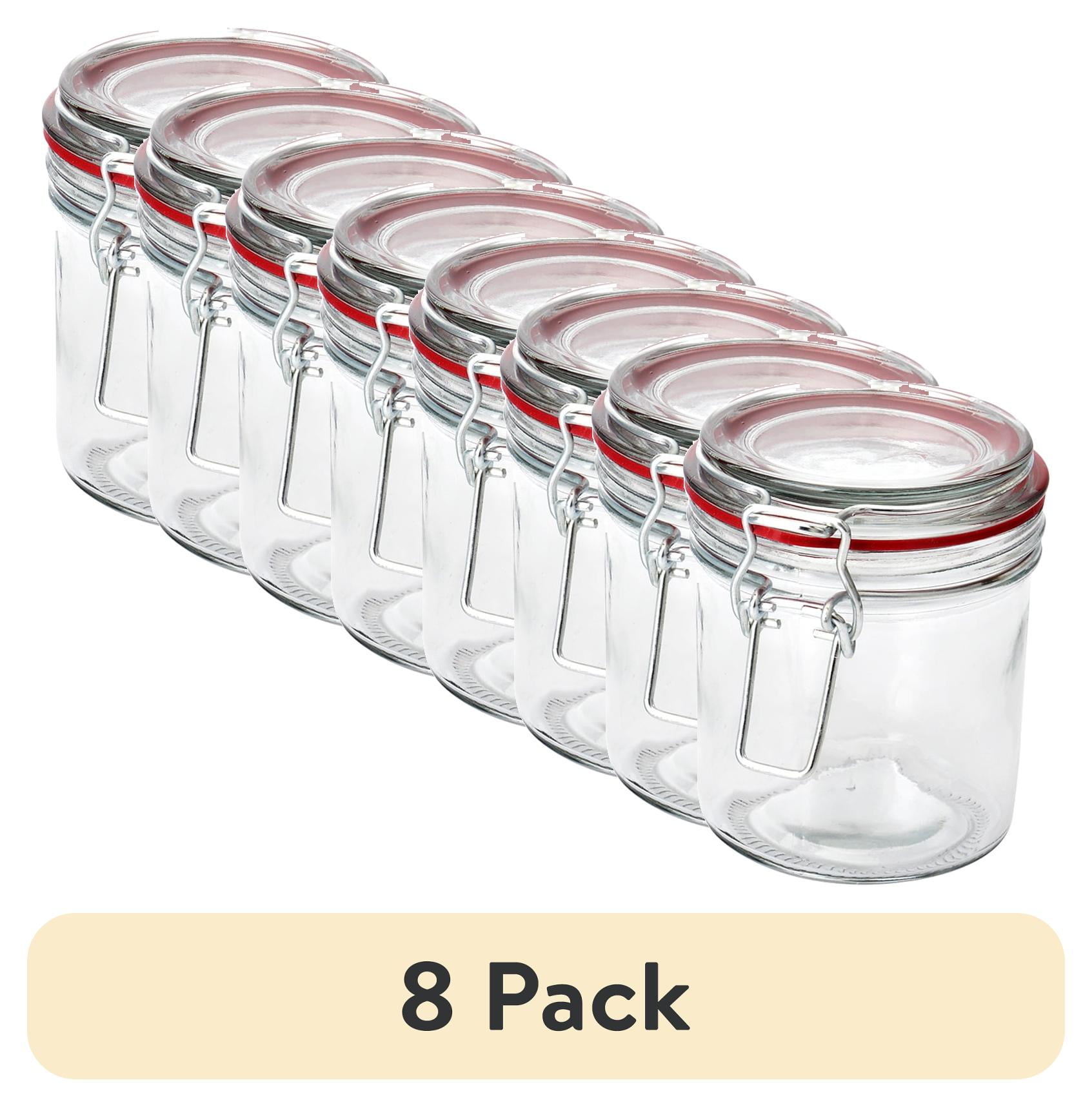 (8 pack) Mainstays Kitchen Storage 9.4-Ounce Clear Glass Lock Lid Jar ...