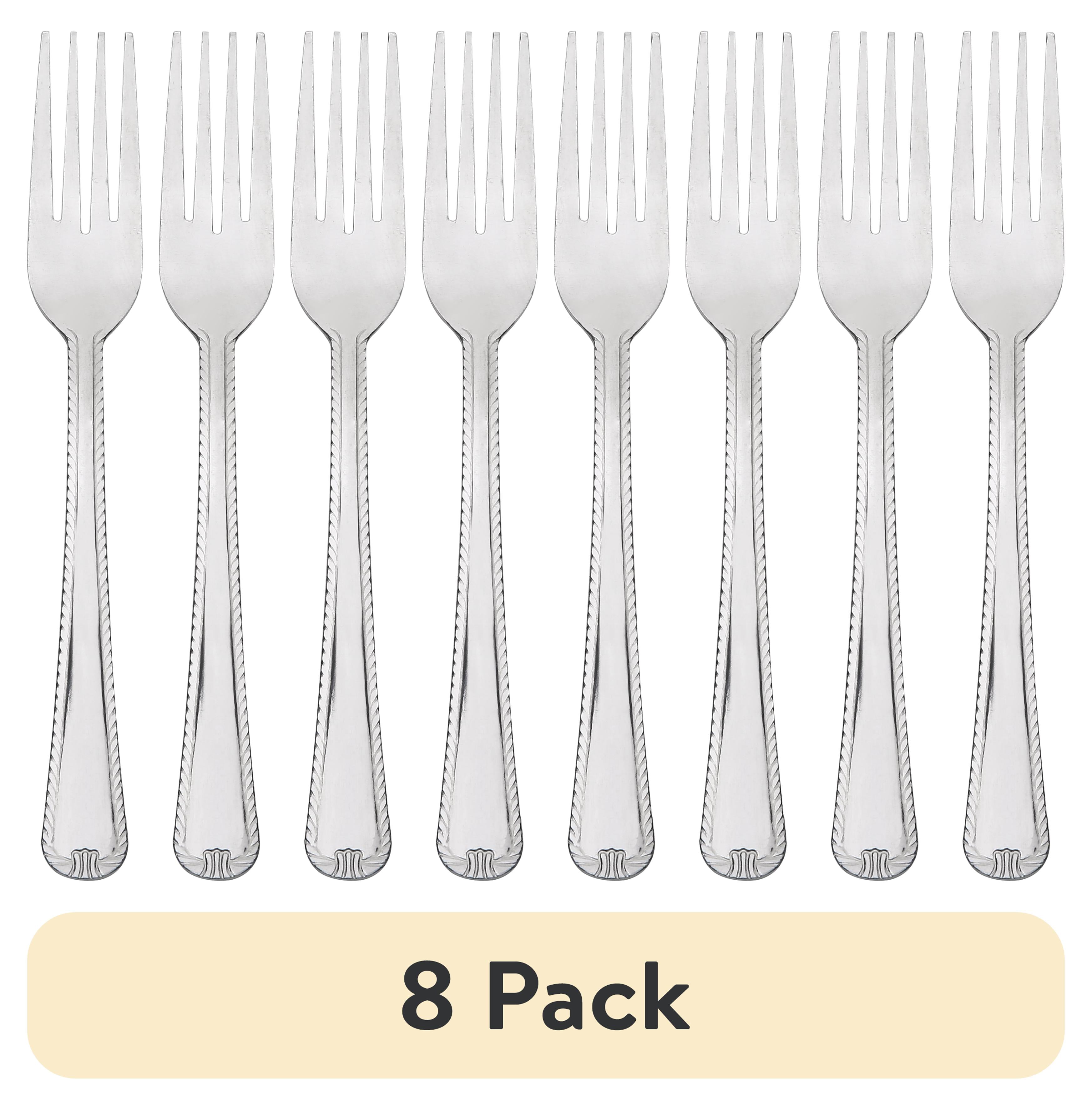 (8 pack) Mainstays 4-Piece Lace Dinner Fork Set, Silver Stainless Steel ...