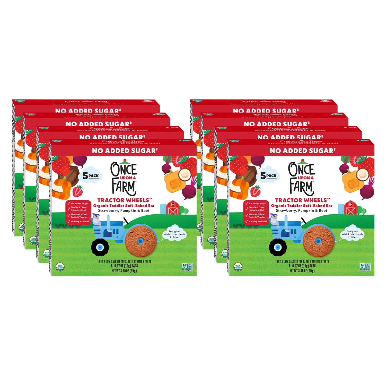 (8 pack) Once Upon a Farm Organic Tractor Wheels Toddler Bar ...