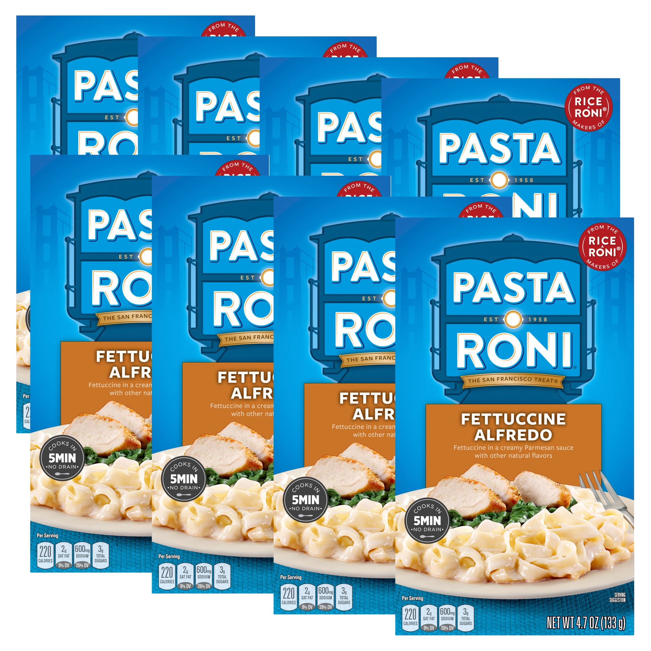 (8 pack) Pasta Roni Fettuccine Alfredo, 4.7 oz Box - Walmart.com