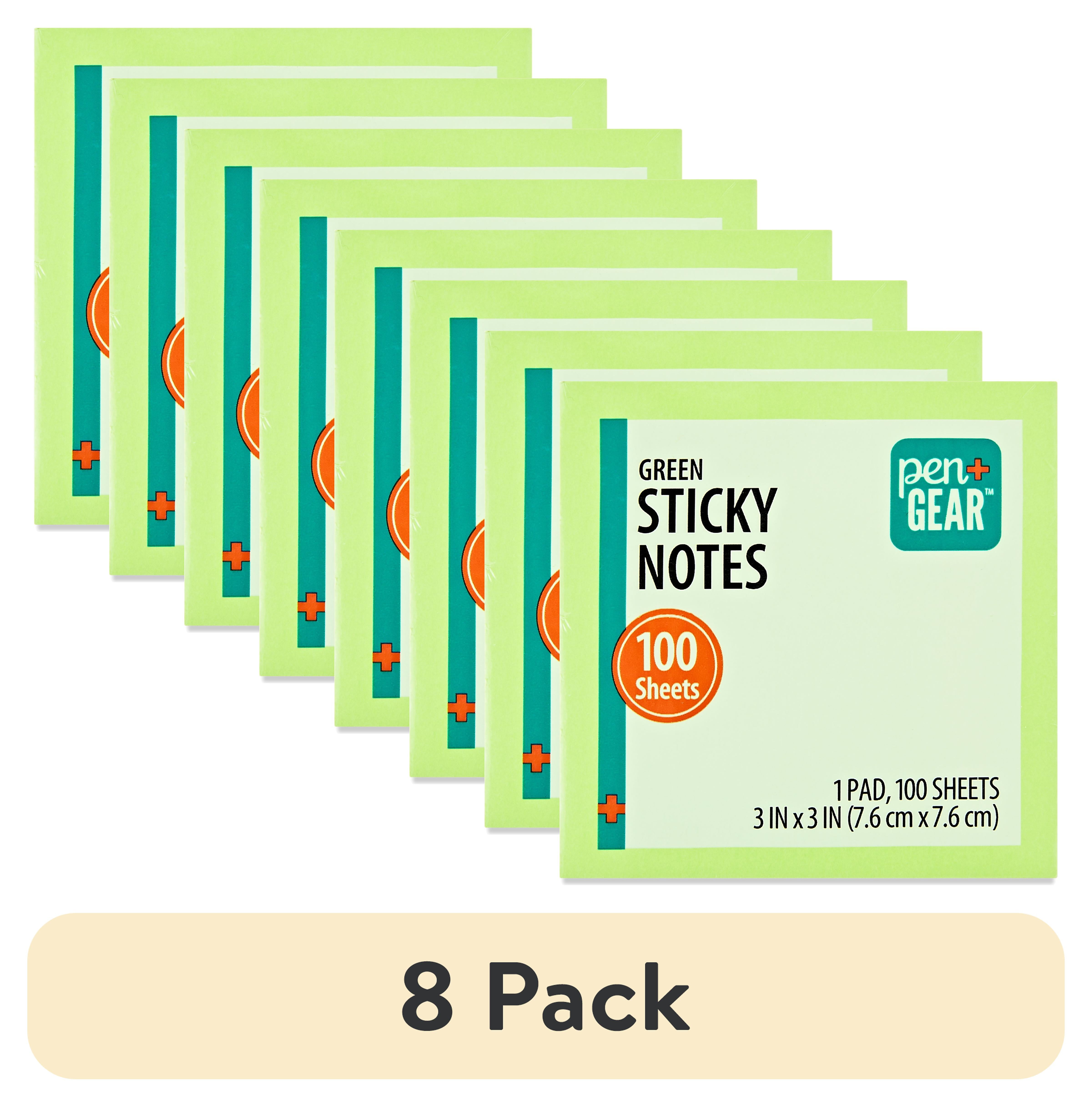 (8 pack) Pen+Gear Neon Green Sticky Notes Repositionable Adhesive, 3" x ...