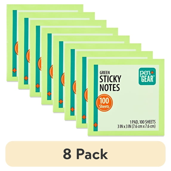 (8 pack) Pen+Gear Neon Green Sticky Notes Repositionable Adhesive, 3" x ...