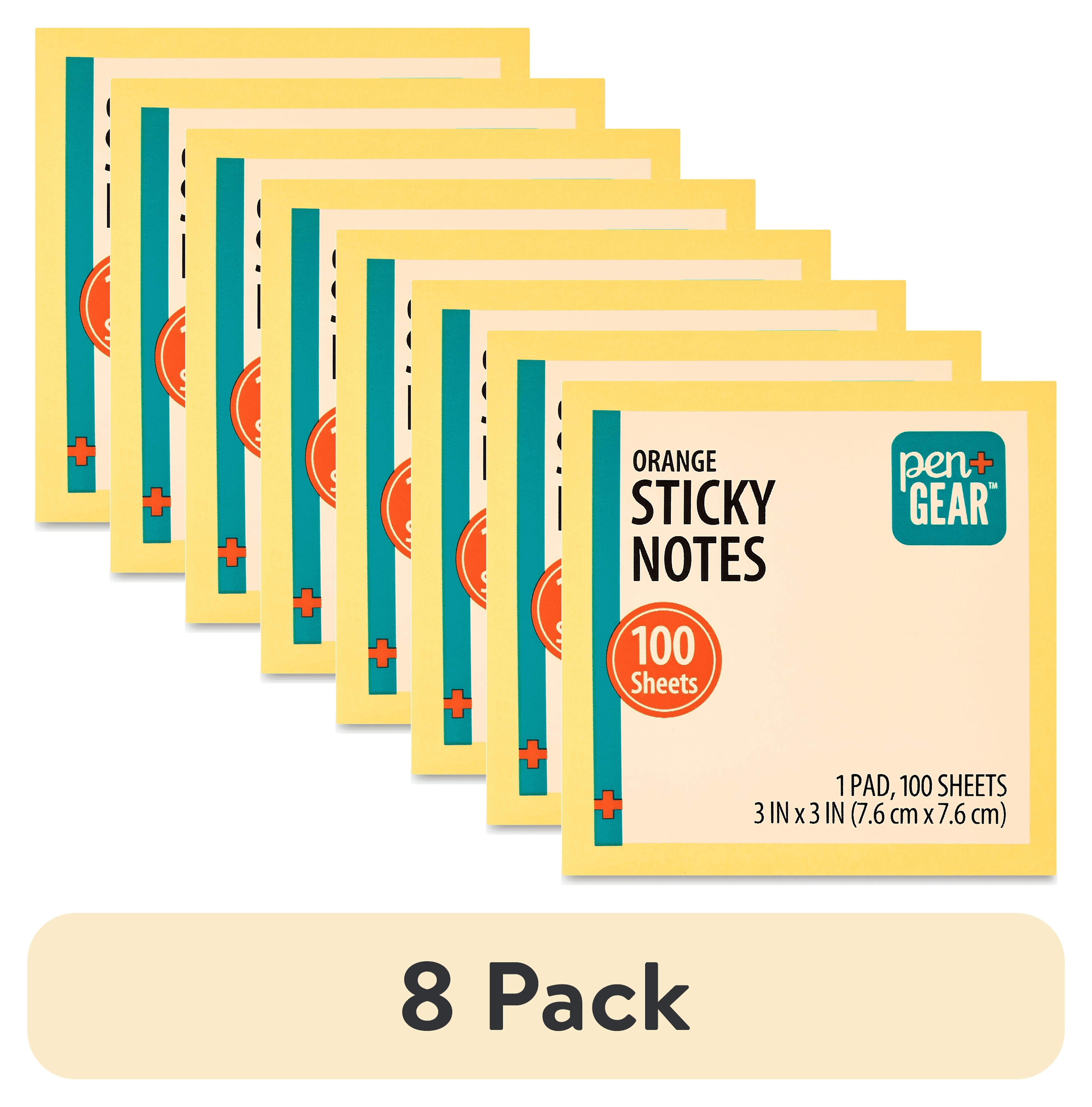 (8 pack) Pen+Gear Neon Orange Sticky Notes, 3" x 3", 100 Sheets, 1 Pad ...