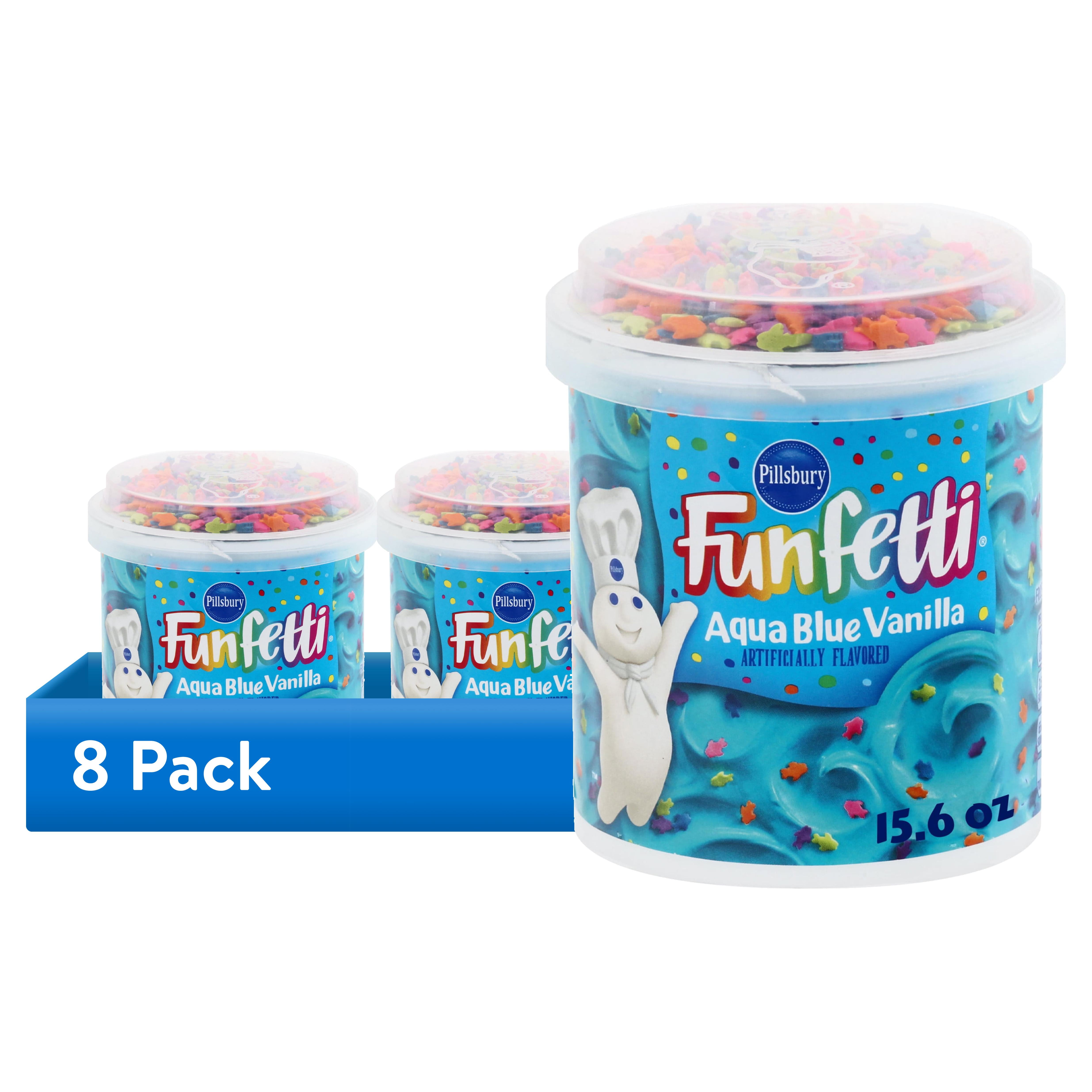 (8 pack) Pillsbury Funfetti Aqua Blue Vanilla Frosting, 15.6 oz Tub ...