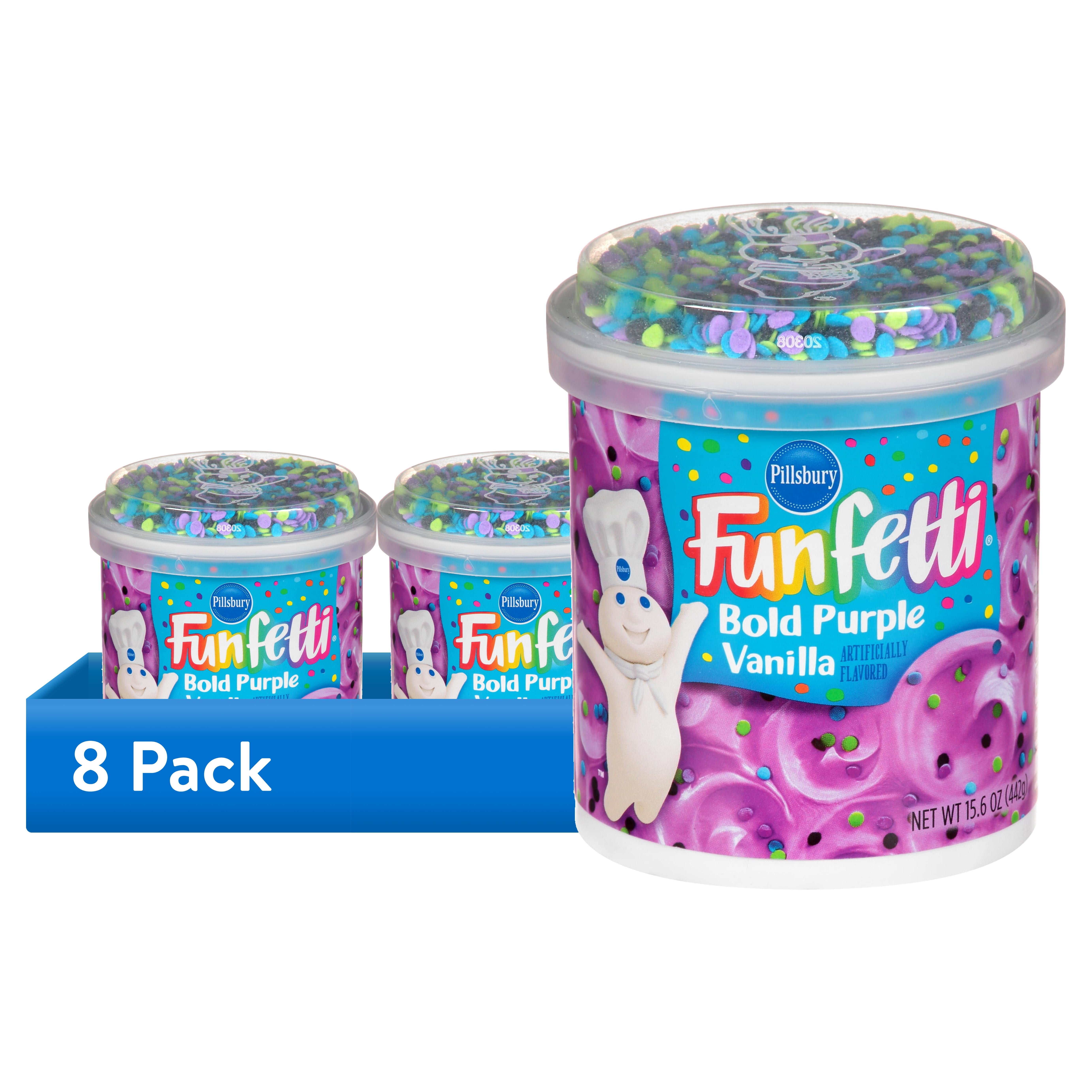(8 pack) Pillsbury Funfetti Bold Purple Vanilla Frosting, 15.6 oz Tub ...