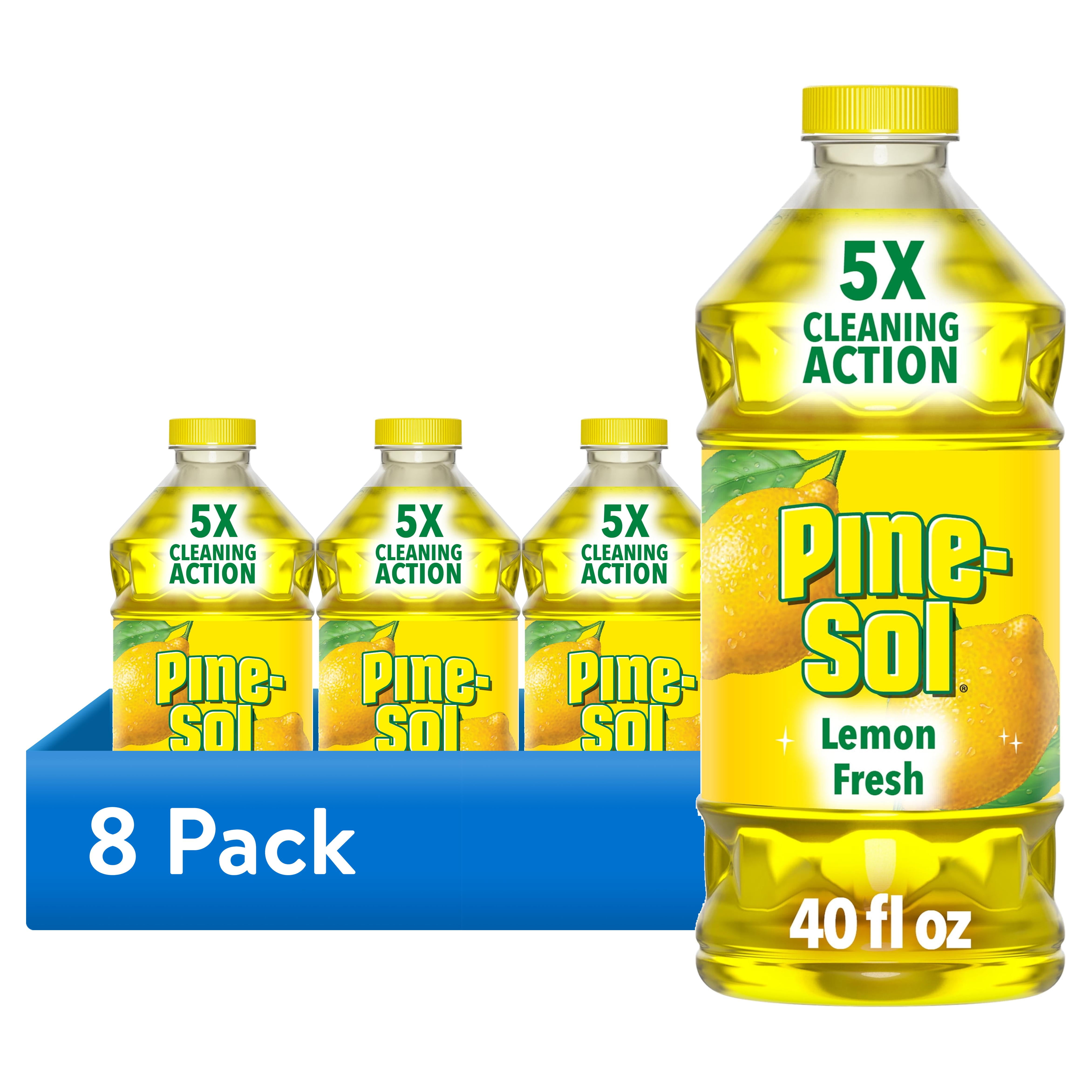 (8 pack) Pine-Sol Multi-Surface Floor Cleaner, Lemon, 40 Fluid Ounces ...