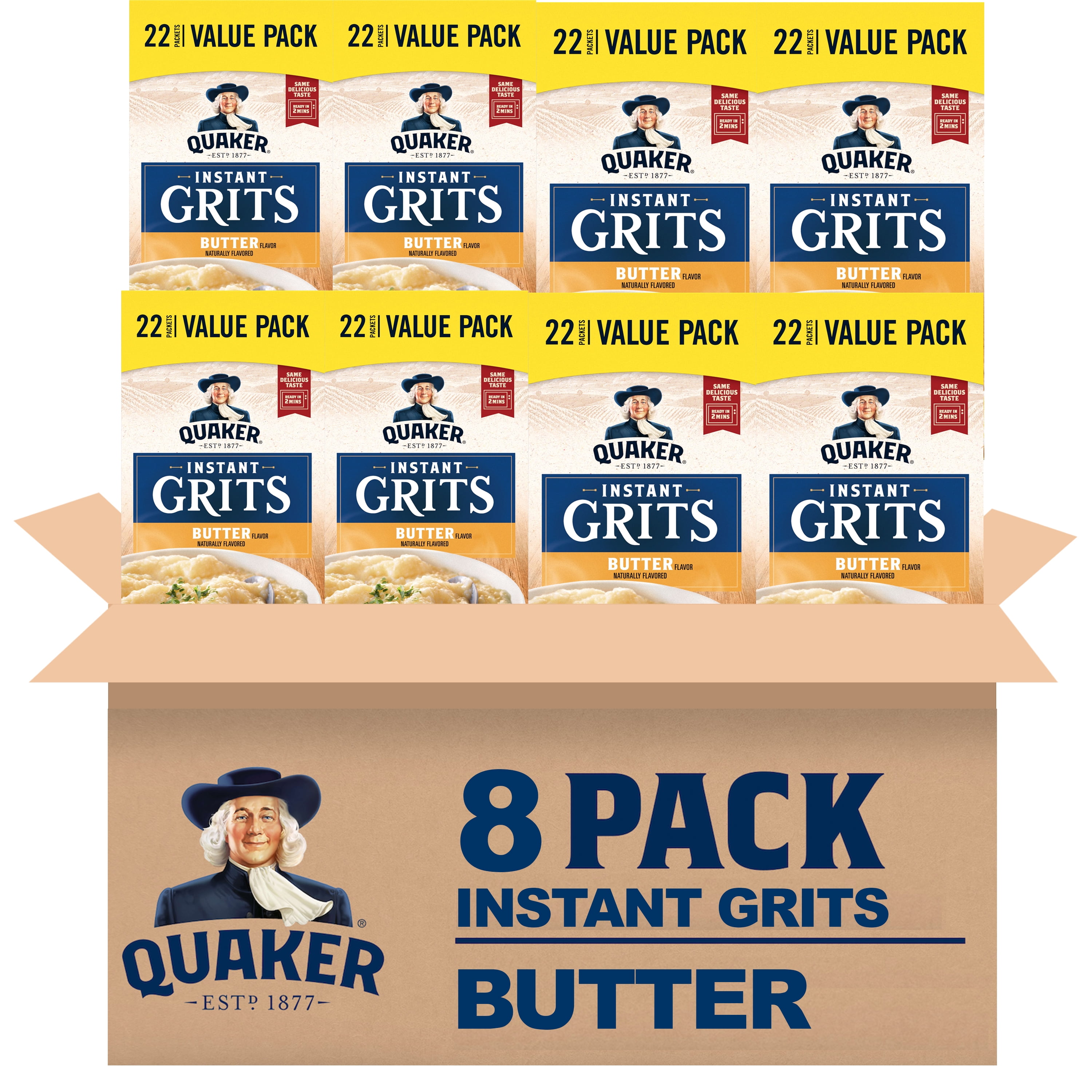 (8 pack) Quaker Butter Naturally Flavored Instant Grits, 0.98 oz 22 ...